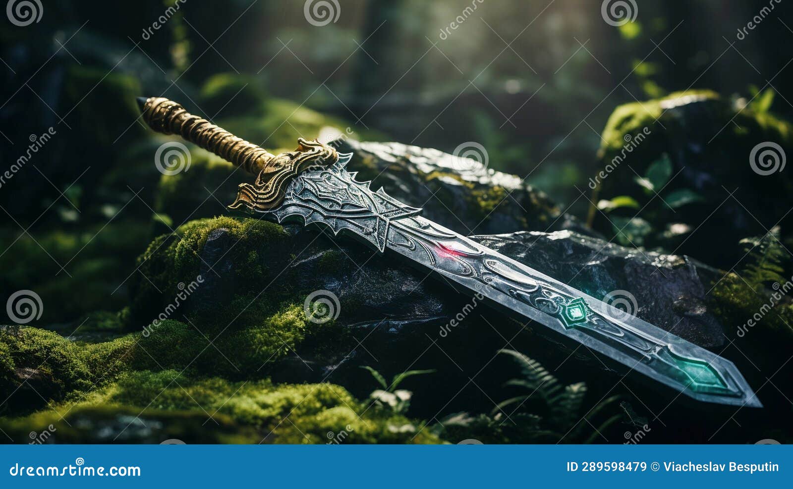 The Sword Lies on the Stone. Generative AI Stock Illustration ...