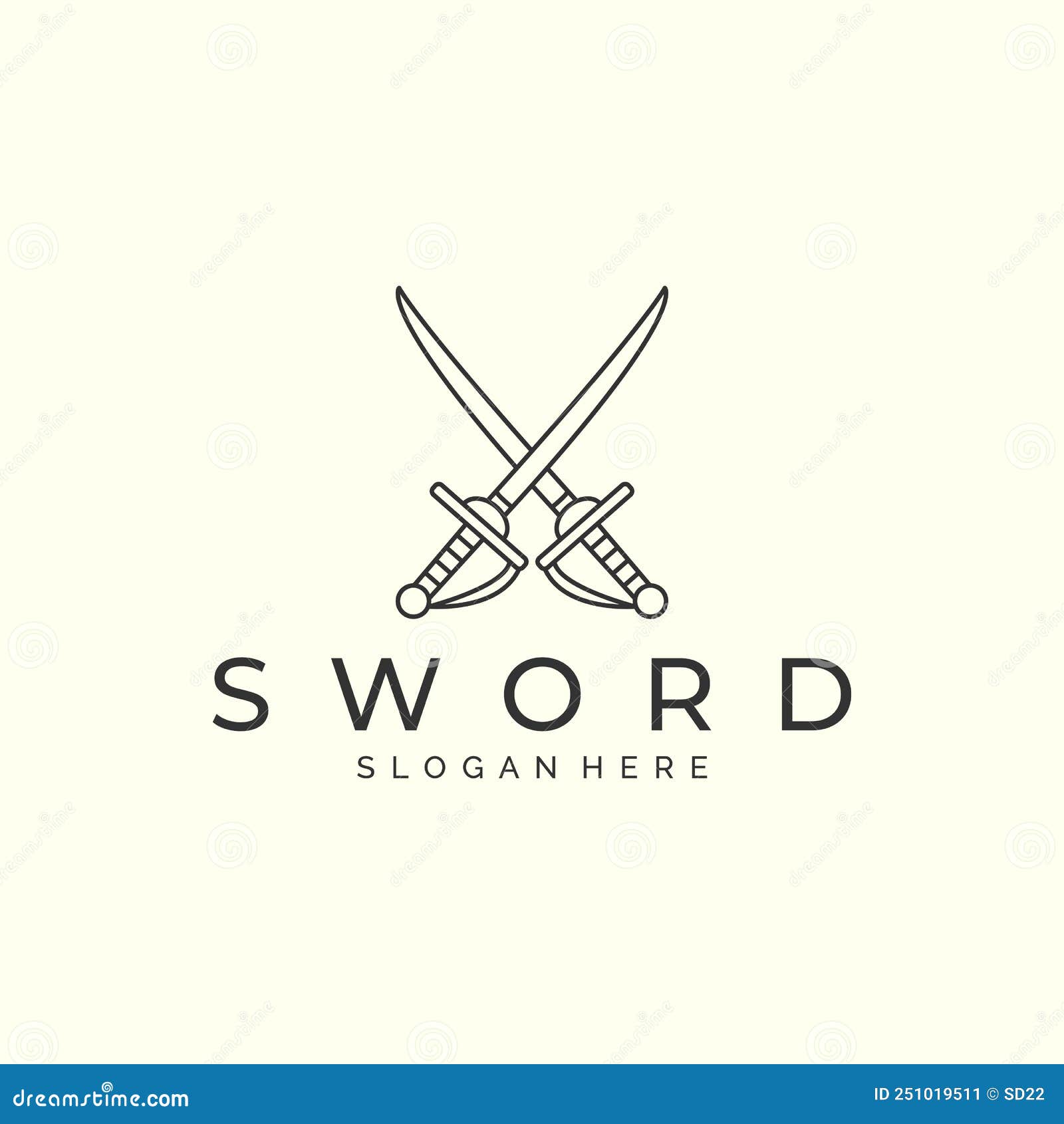 Sword with Line Art Style Logo Vector Illustration Template Icon Design ...