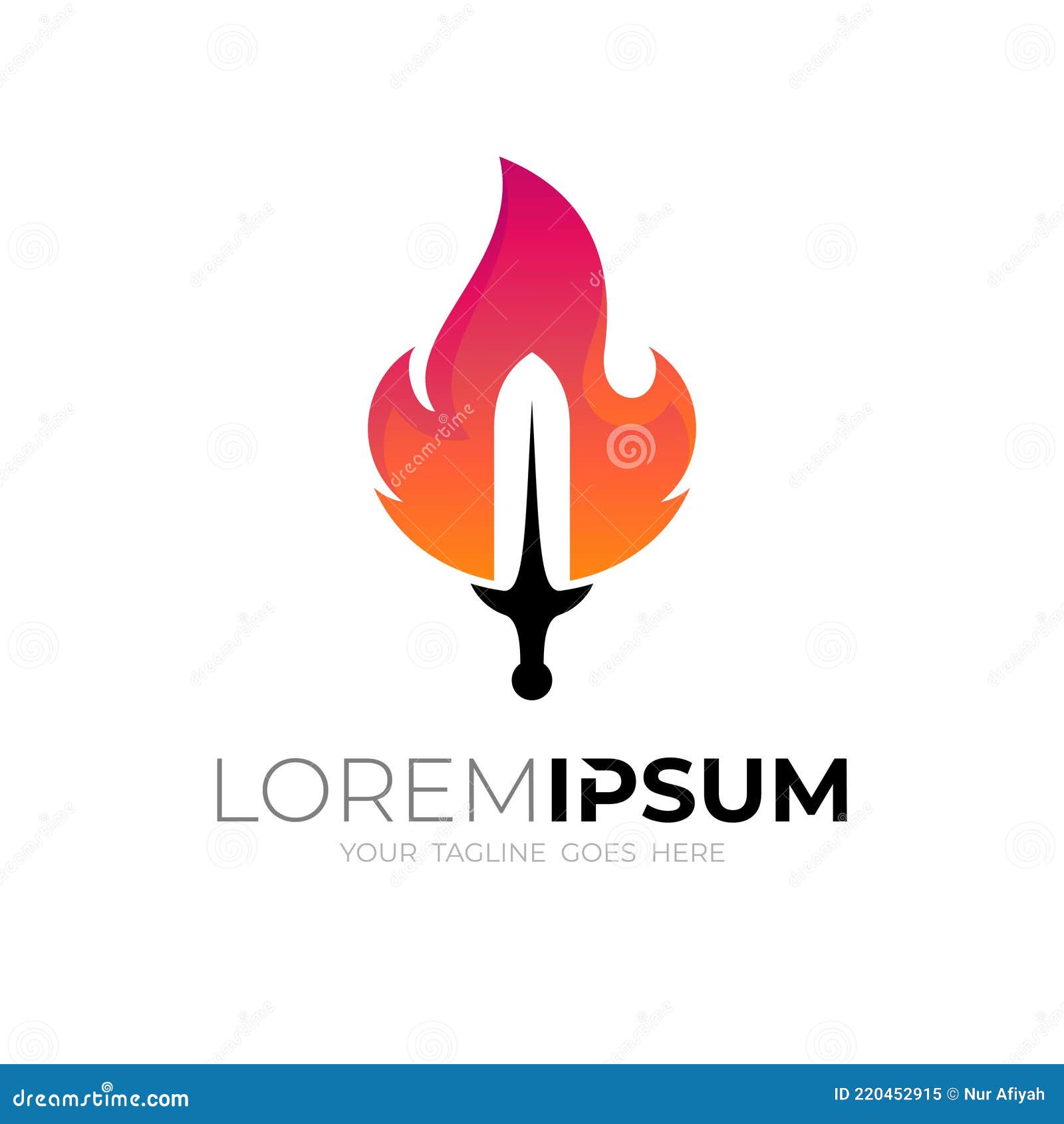 Sword Logo with Burning Fire, Sharp Sword Icon Stock Vector ...