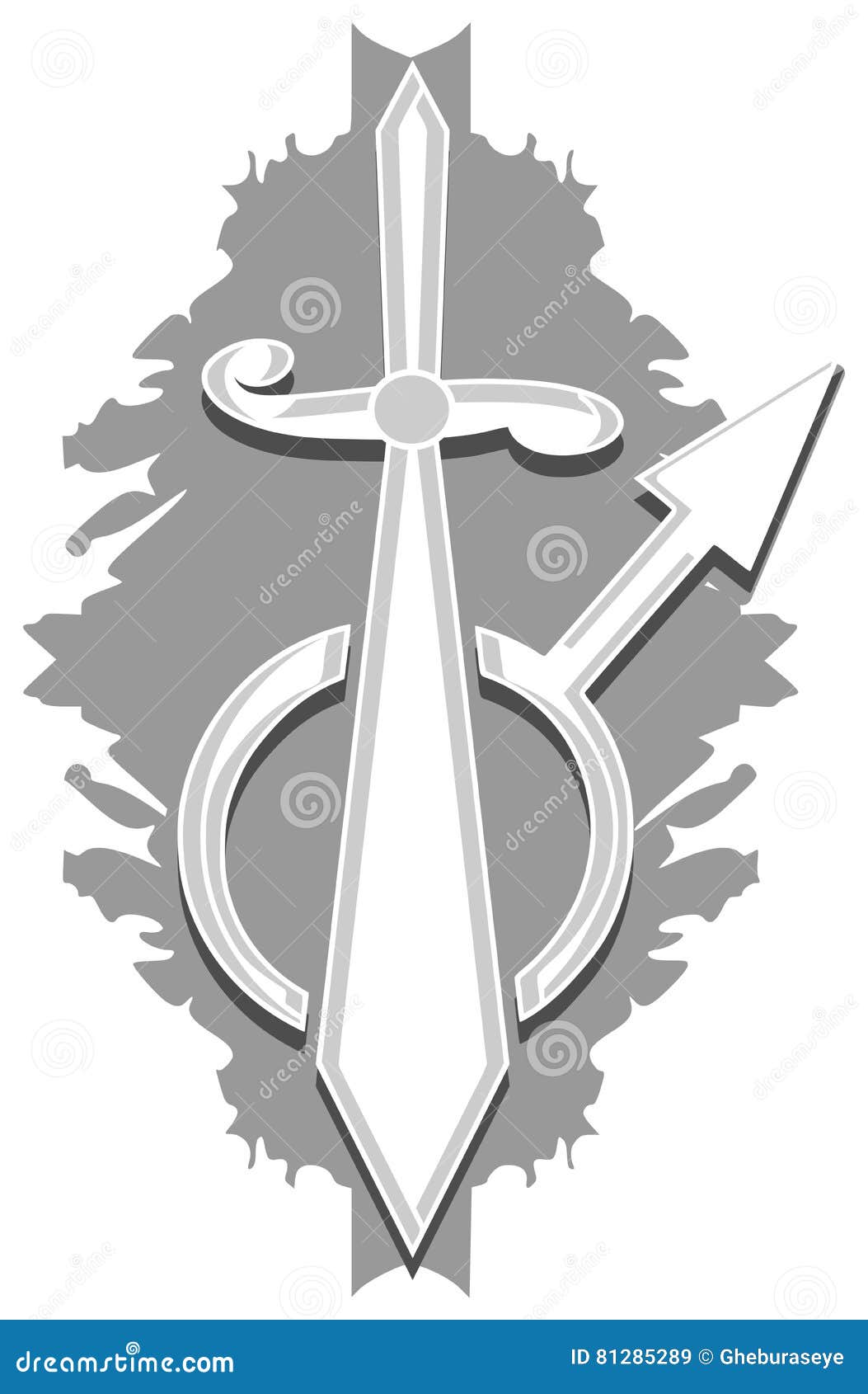 Sword with Male Symbol on Decoration Stock Vector - Illustration of ...
