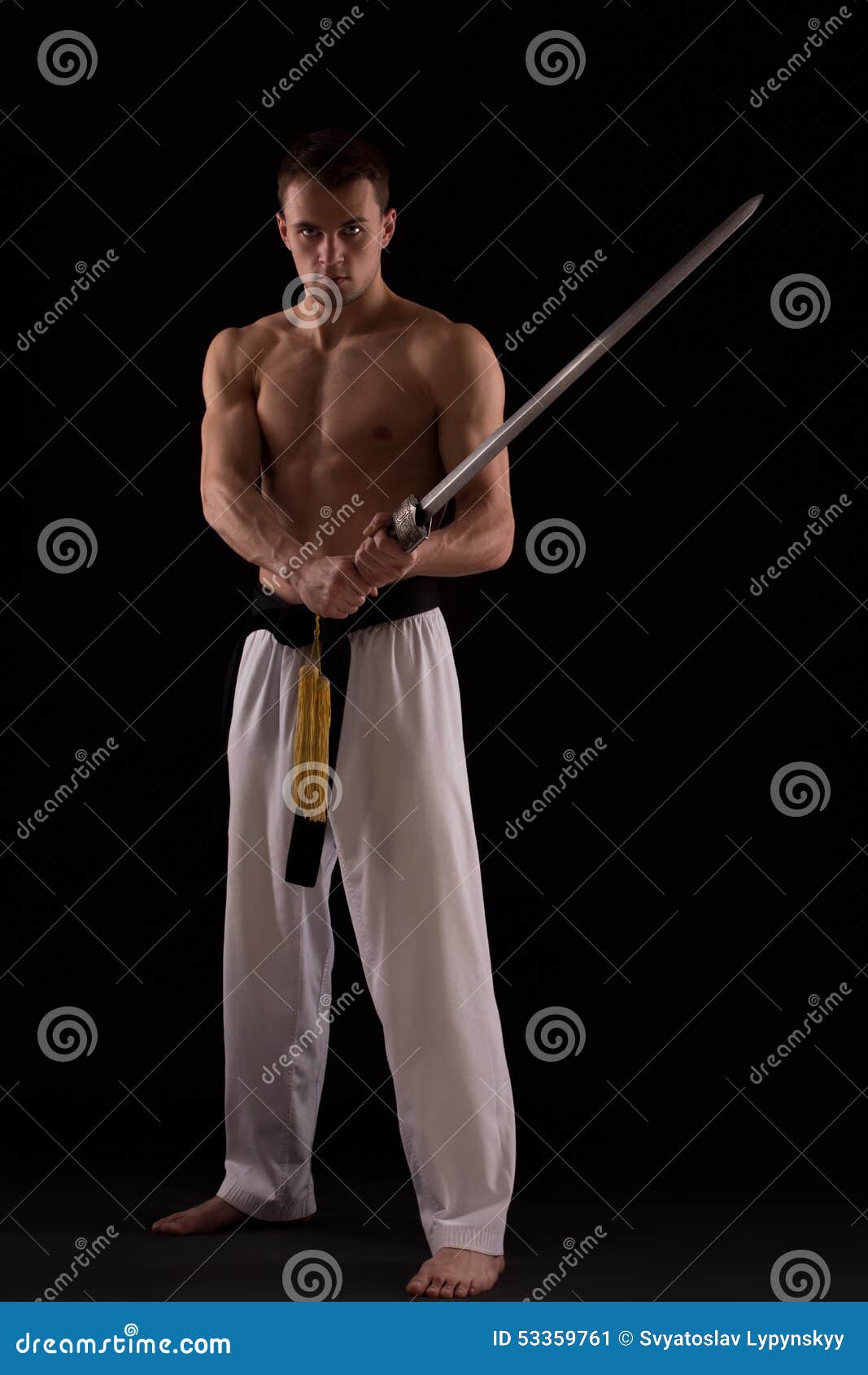 Sword master stock image. Image of handsome, exercise - 53359761