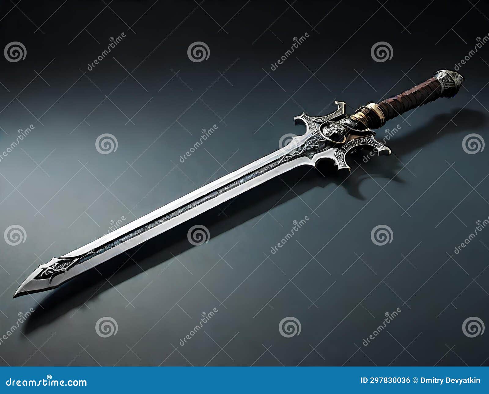 Sword with a pattern stock photo. Image of metal, light - 297830036