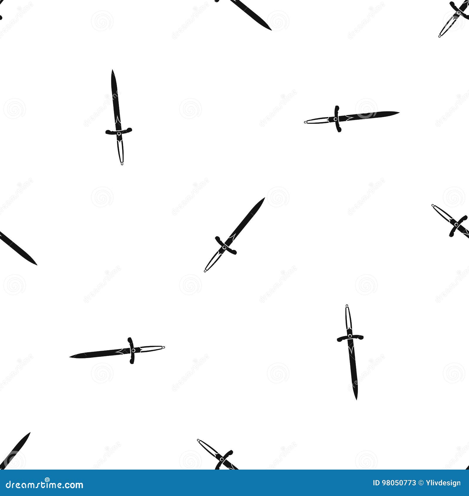 Sword Pattern Seamless Black Stock Vector - Illustration of army ...