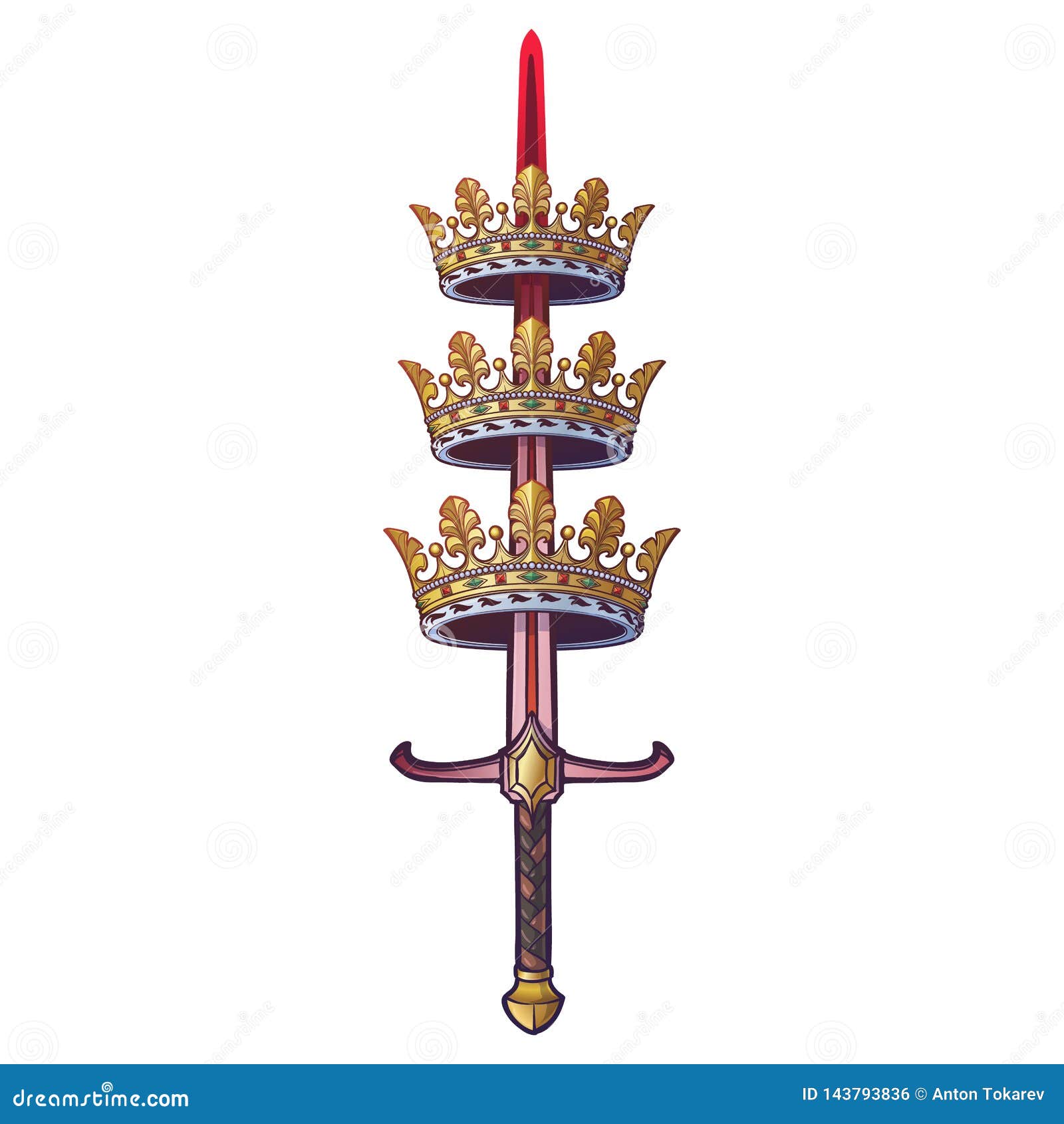 A Sword Piercing Tree Crowns Stock Illustration - Illustration of print ...