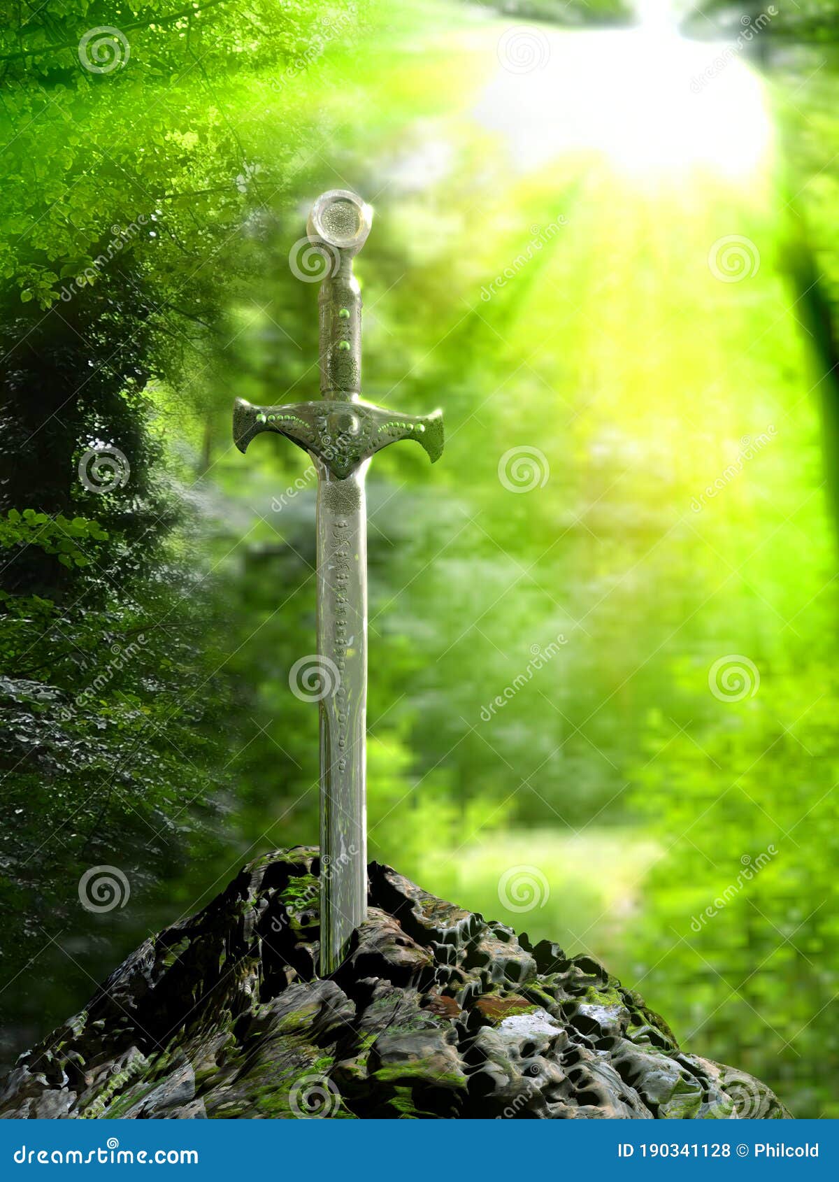 Excalibur stock illustration. Illustration of forest - 190341128