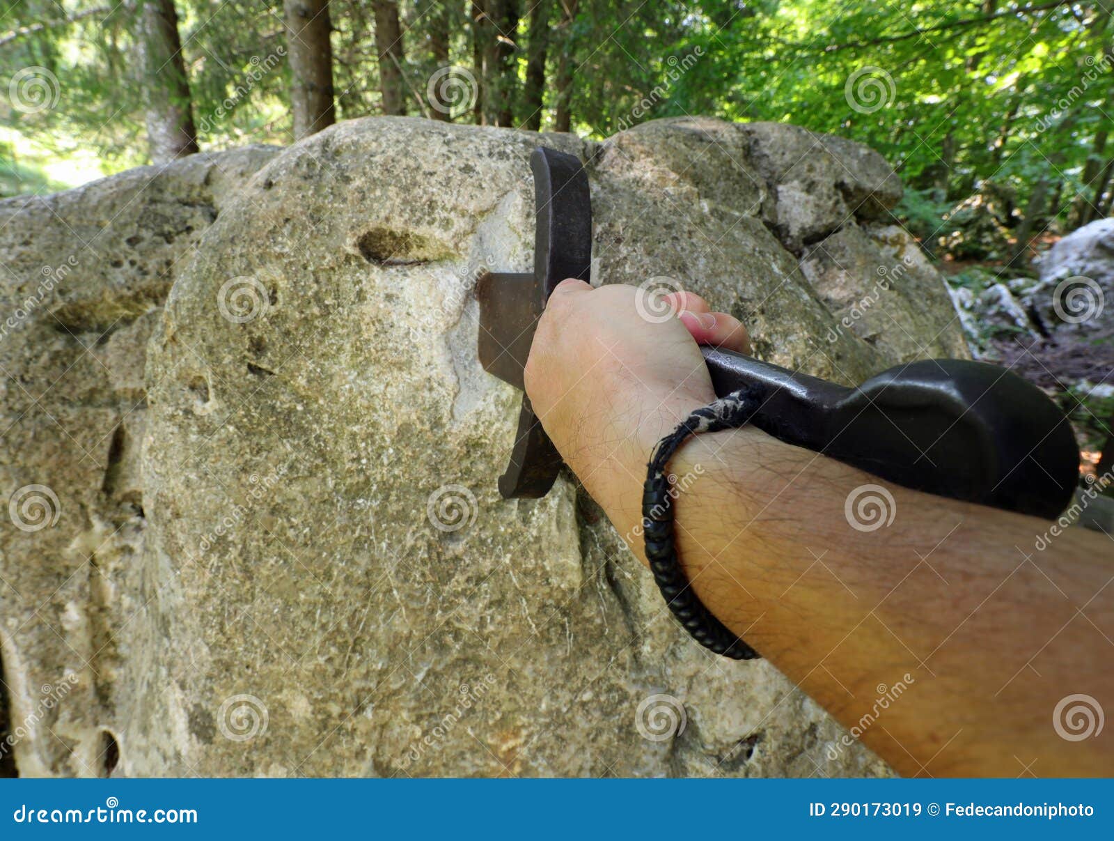 Sword in the Rock As in the Mythological Tale of King Arthur Stock ...