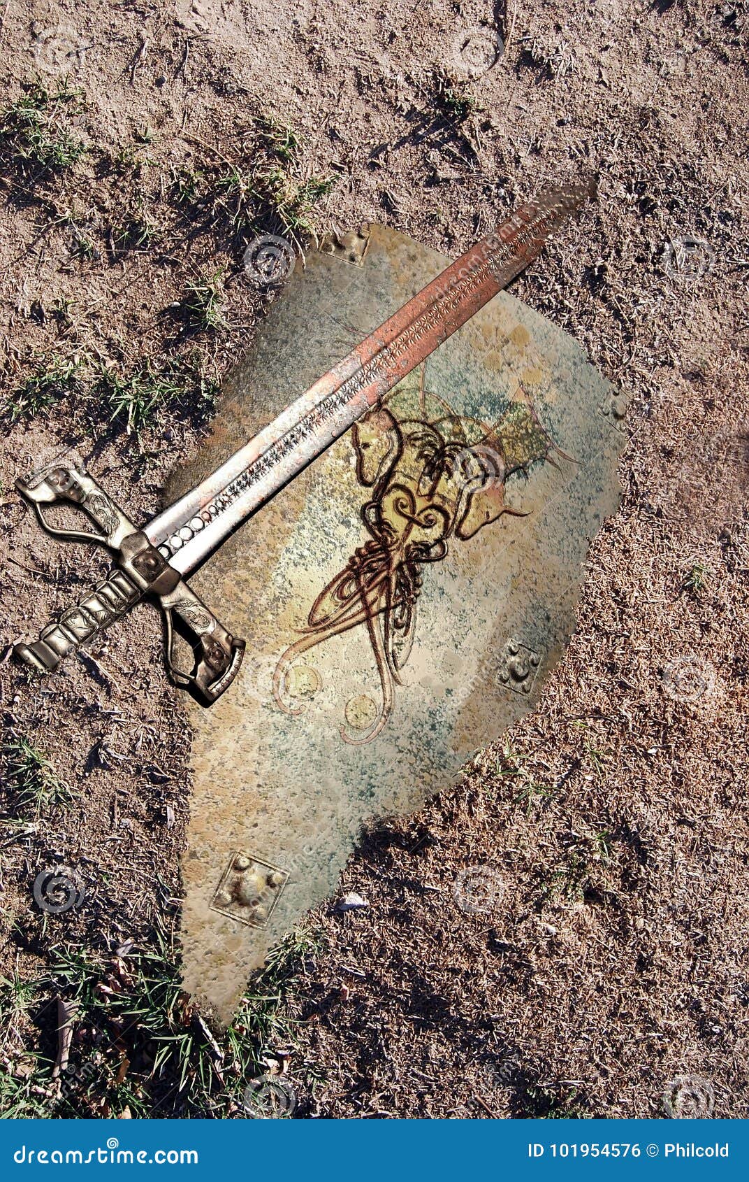 Sword Shield / Crossed Sword Sheath In The Shield - Vector Line Art ...