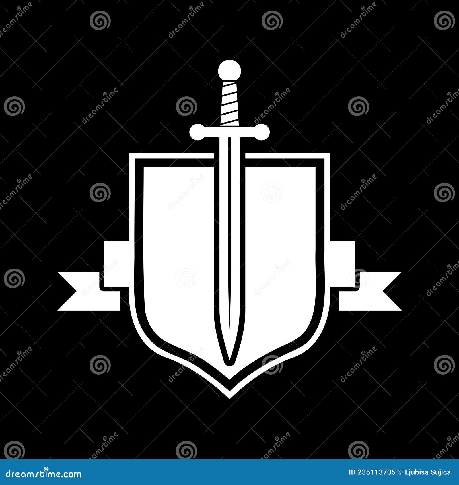 Sword with Shield Icon on Dark Background Stock Vector - Illustration ...