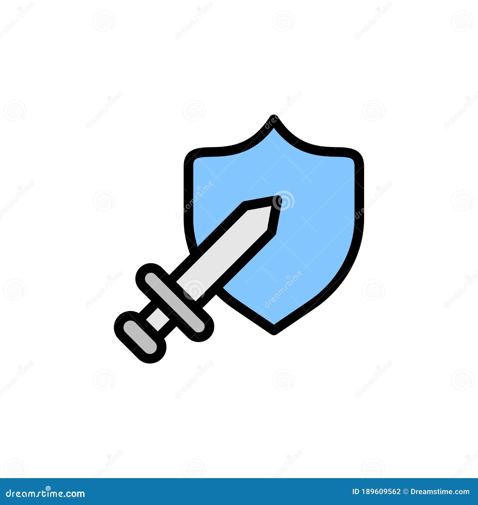 Sword, Shield Icon. Simple Color with Outline Vector Elements of Video ...