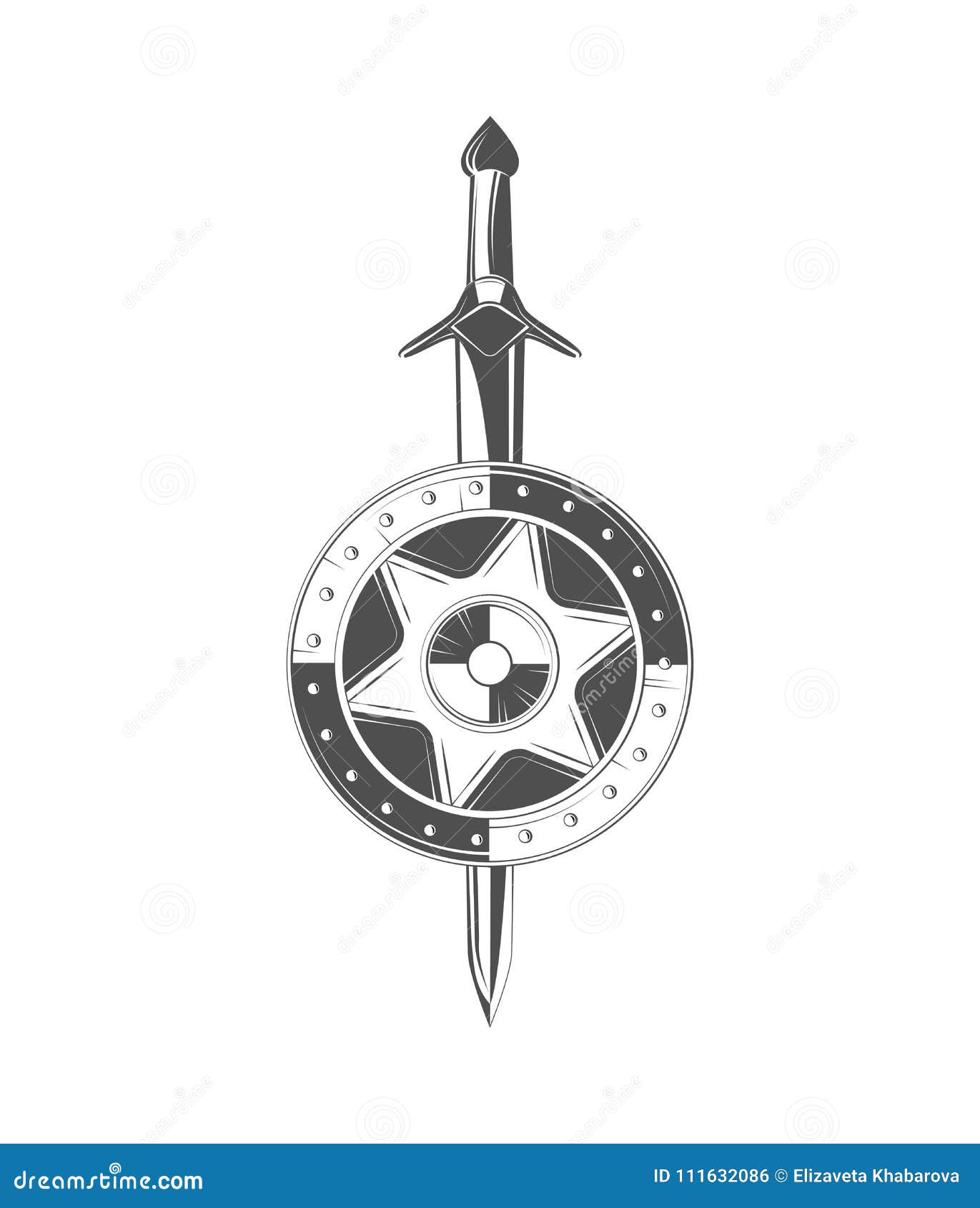 Sword and Shield Logo Label Badge Template. Vector Illustration. Stock ...