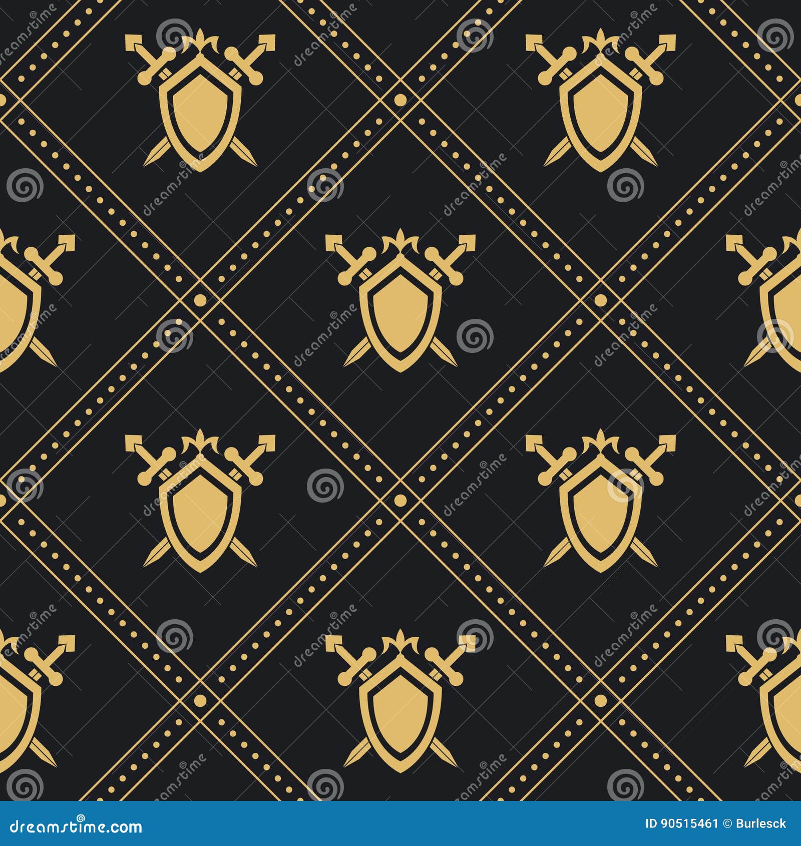 Sword and Shield on Seamless Background Stock Vector - Illustration of ...