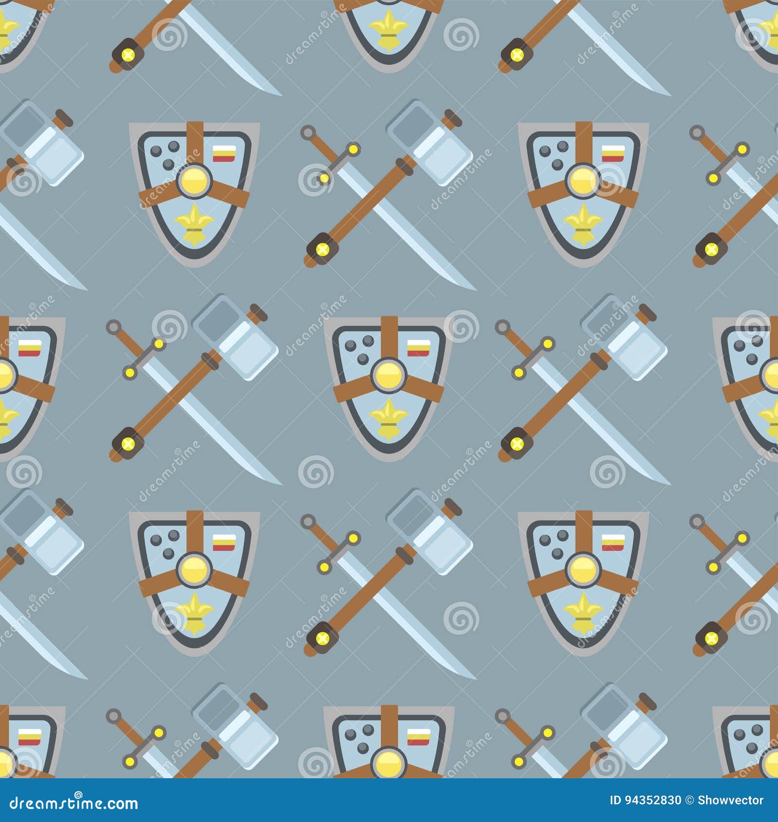 Sword and Shield Seamless Pattern Protection Design Knight Background ...