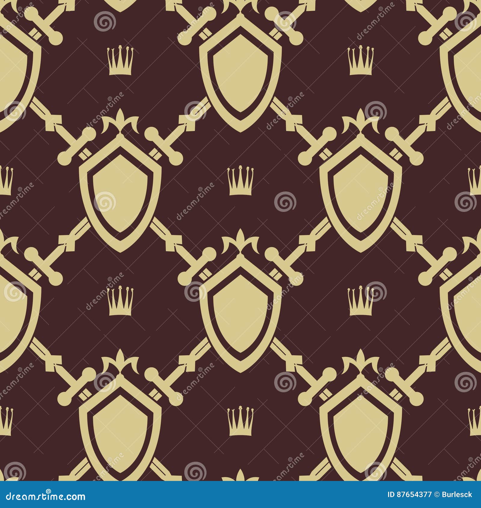 Sword and Shield Seamless Pattern Stock Vector - Illustration of flying ...