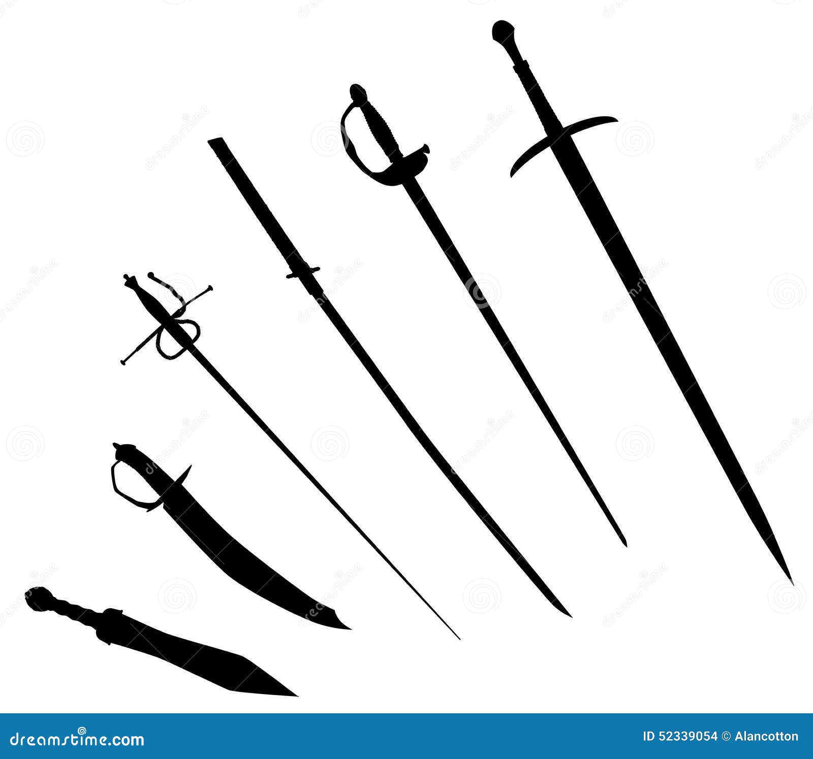 Sword Silhouettes stock illustration. Illustration of broadsword - 52339054