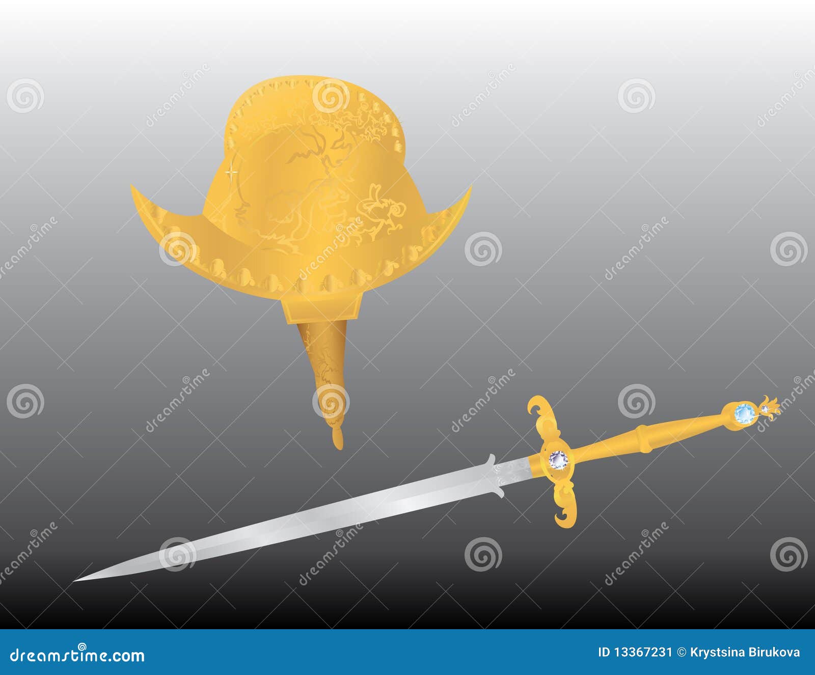 Sword and spanish helmet stock vector. Illustration of nobility - 13367231