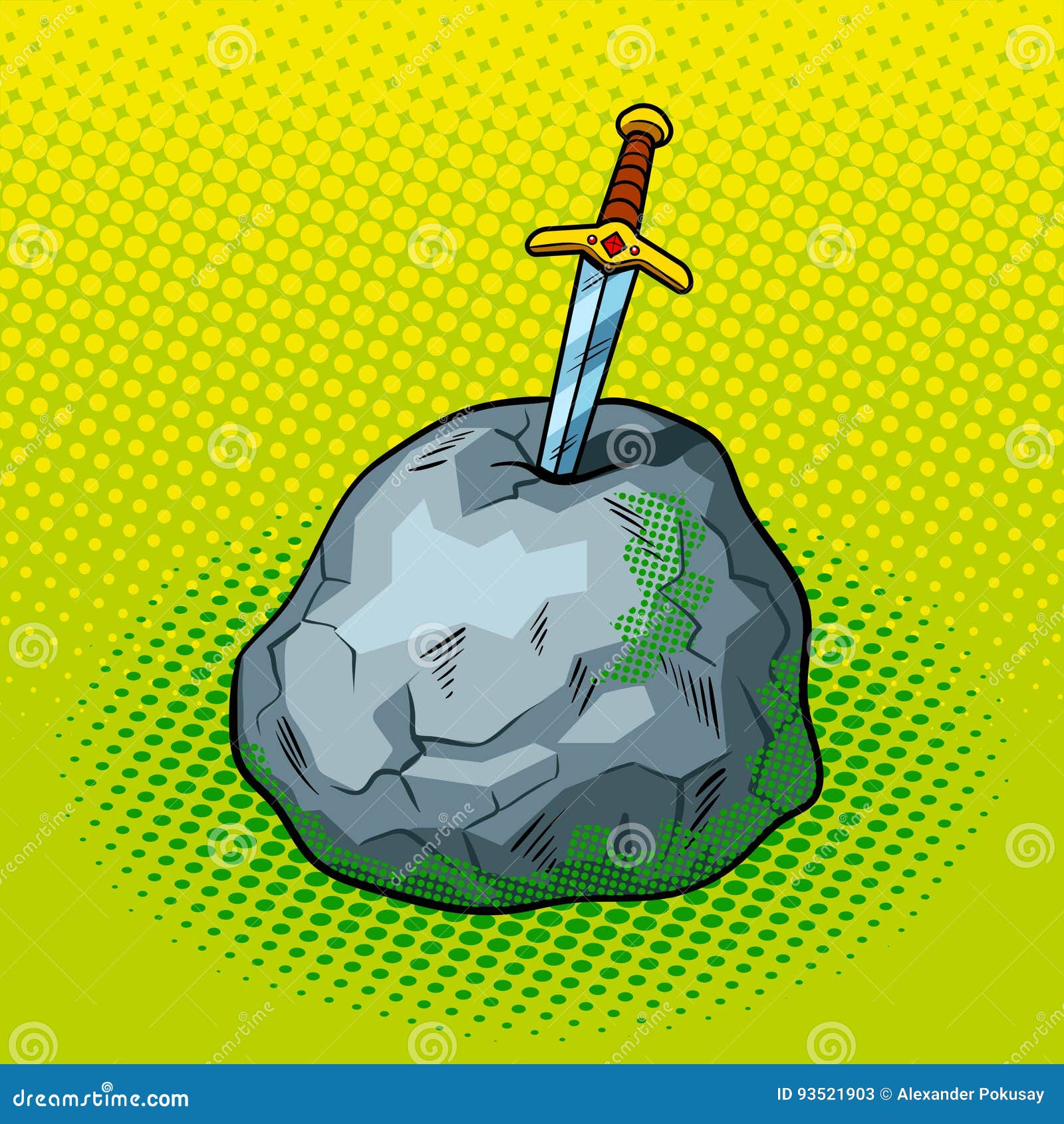 Sword in Stone Comic Book Style Vector Stock Vector - Illustration of ...