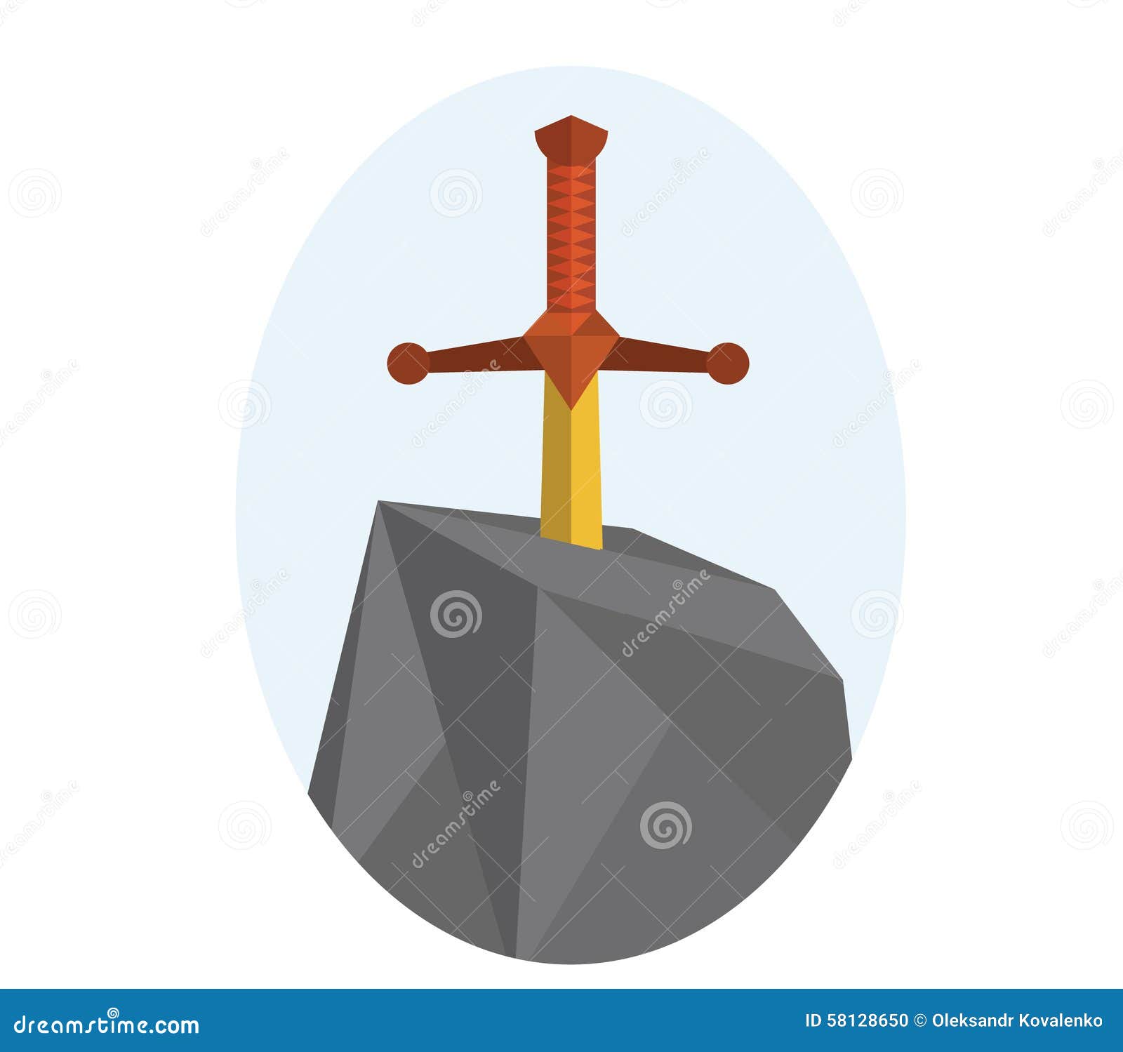 Sword in stone flat design stock vector. Illustration of king - 58128650