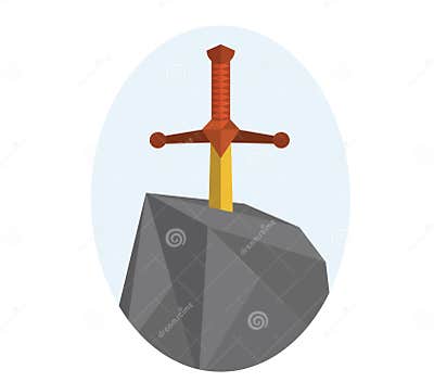 Sword in stone flat design stock vector. Illustration of king - 58128650