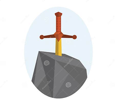 Sword in stone flat design stock vector. Illustration of king - 58128650