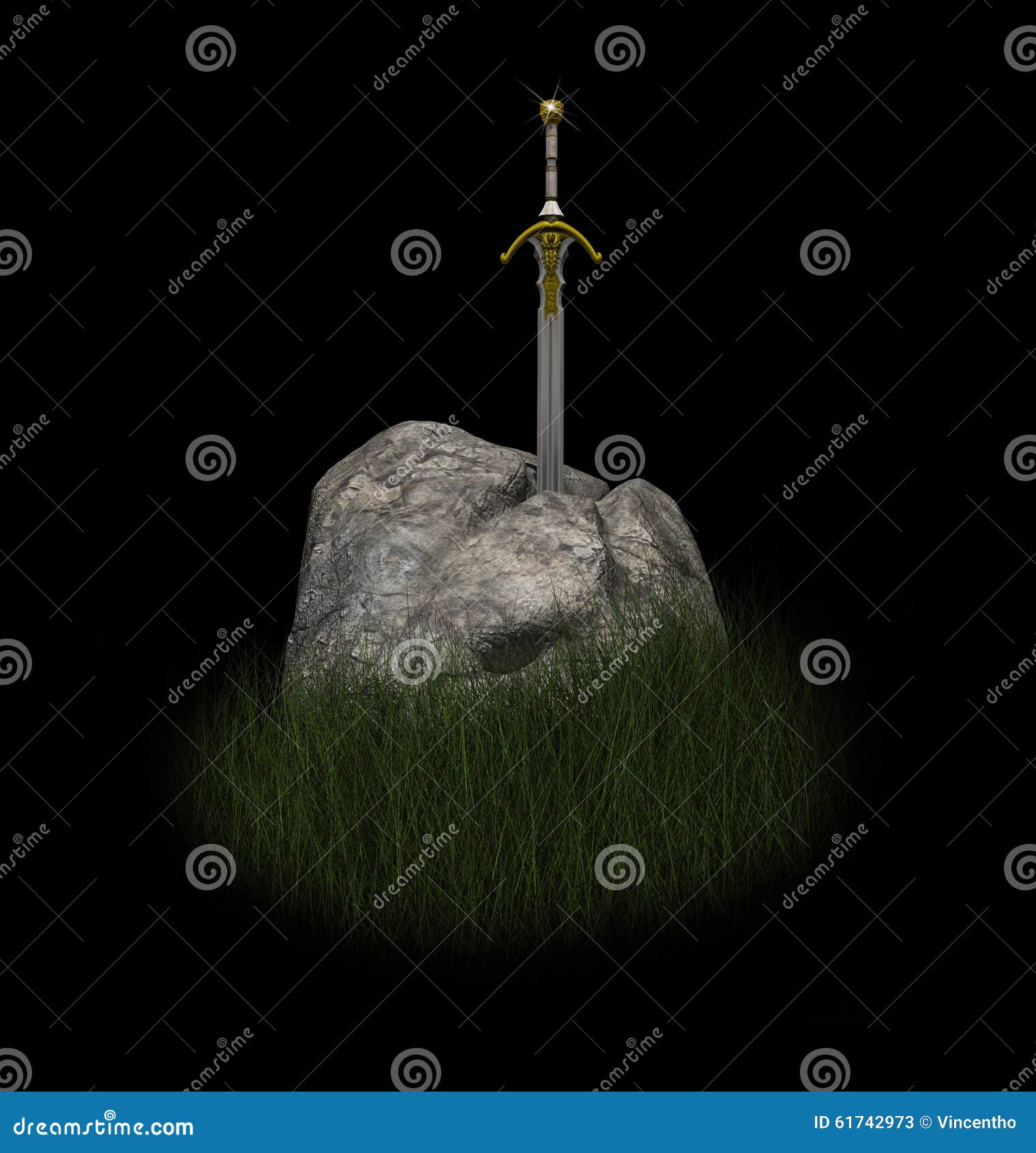 Sword Stone Story Legend Chosen Hero Cartoon Royalty-Free Illustration ...