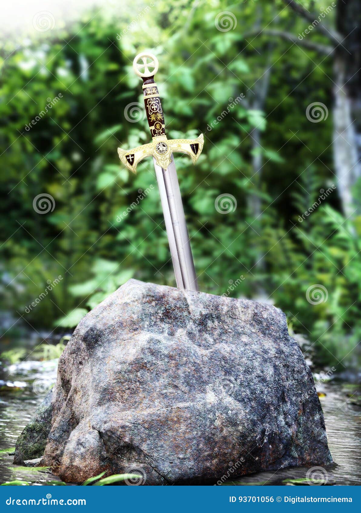 Sword in stone . stock illustration. Illustration of background - 93701056