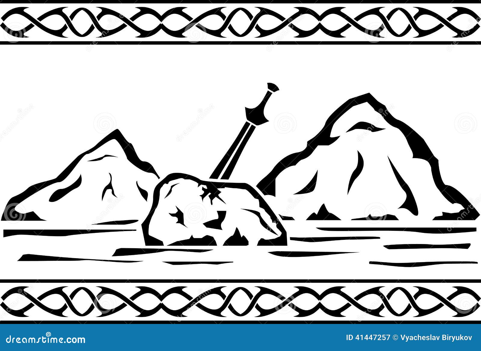 Sword in the stone stock vector. Illustration of stone - 41447257