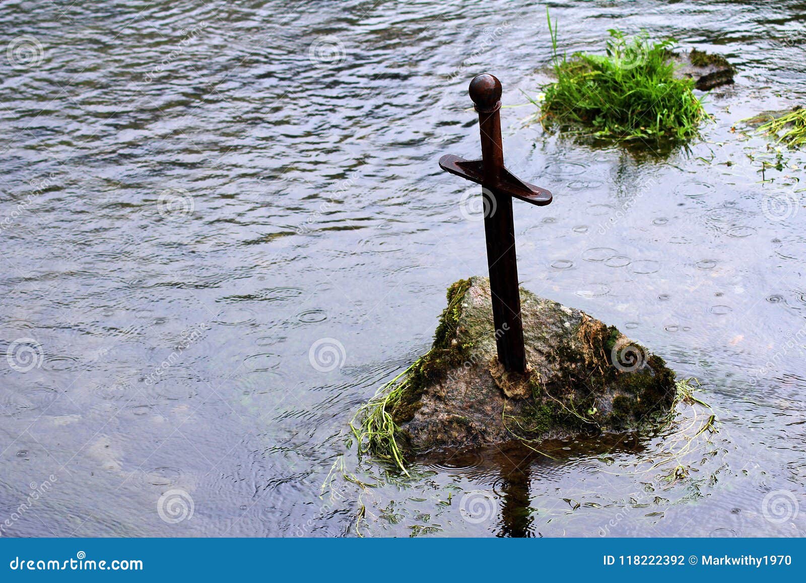Sword in the Stone in a Stream Running through Cheddar UK Stock Photo ...