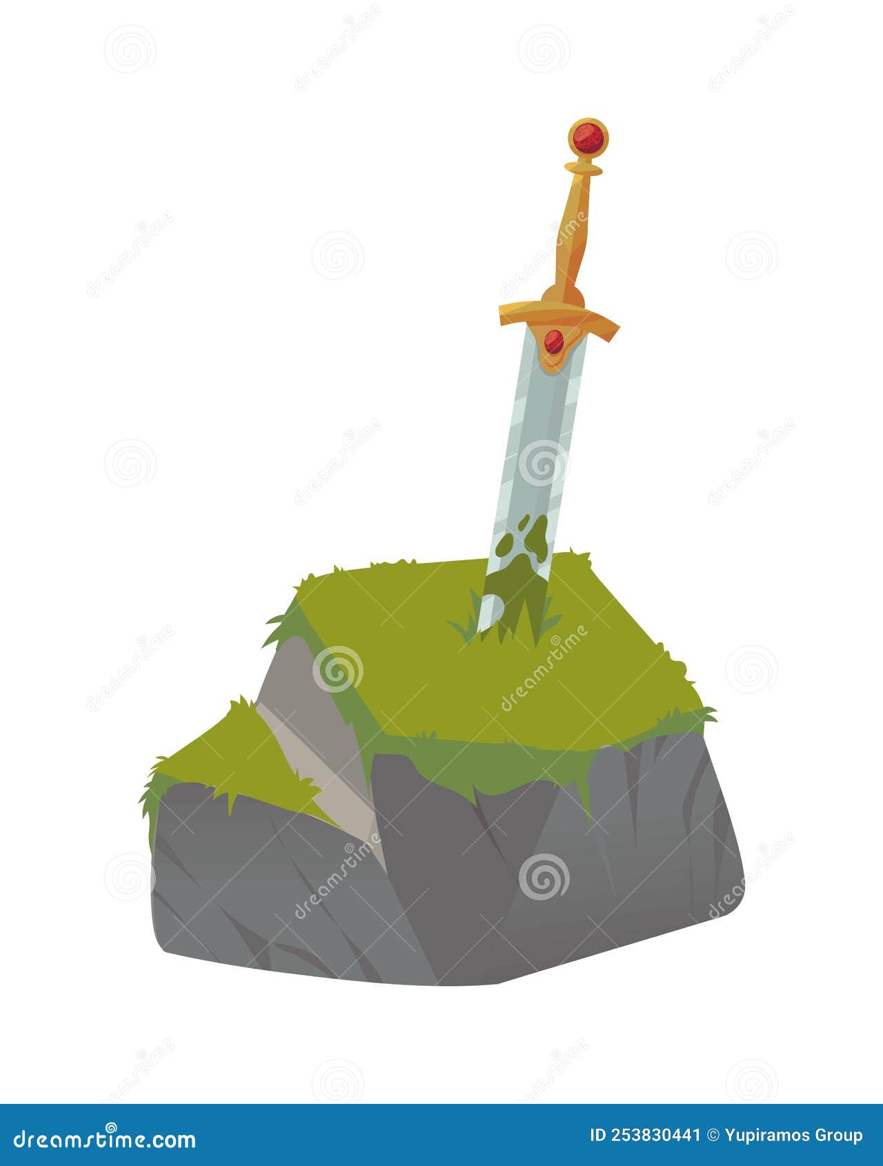 Sword in stone stock vector. Illustration of metal, rock - 253830441