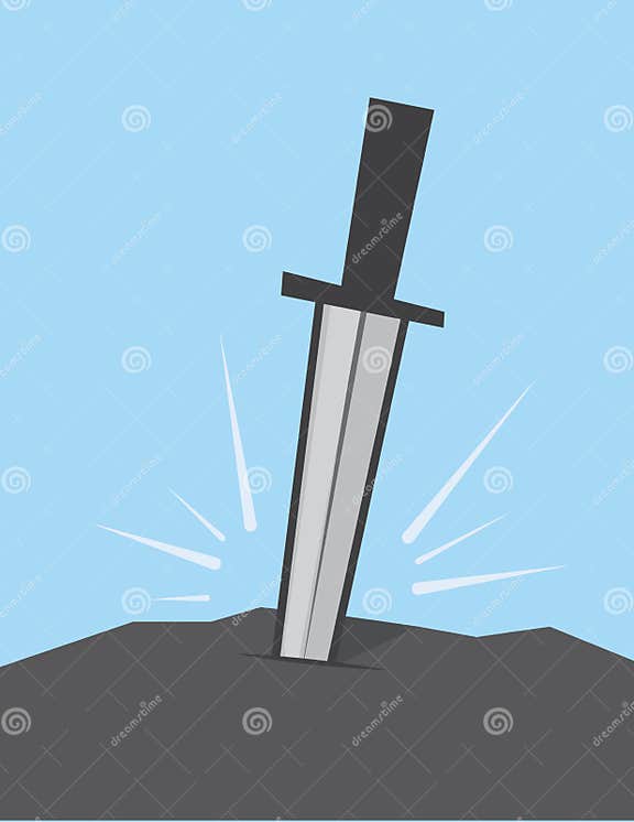 Sword Stuck in Rock stock vector. Illustration of anger - 32291619