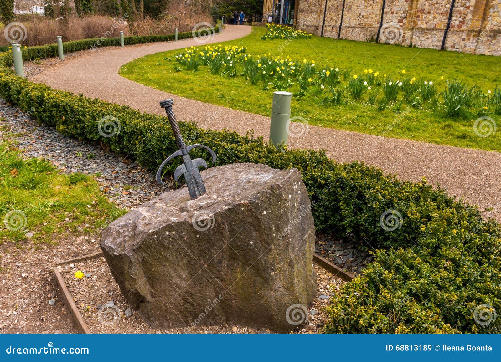 The sword stuck in stone stock image. Image of exterior - 68813189