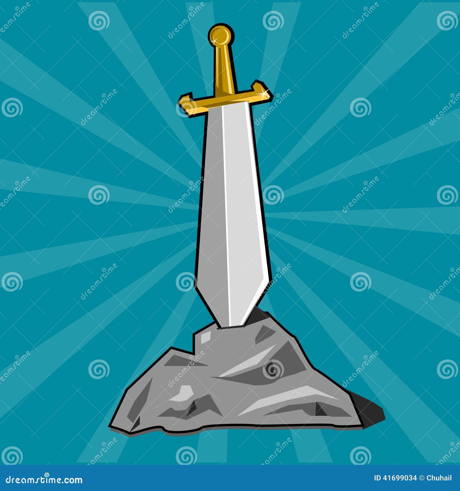 Sword stuck into stone stock vector. Illustration of death - 41699034