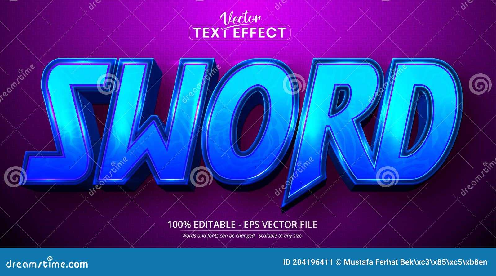 Sword Text, Cartoon Style Editable Text Effect Stock Vector ...