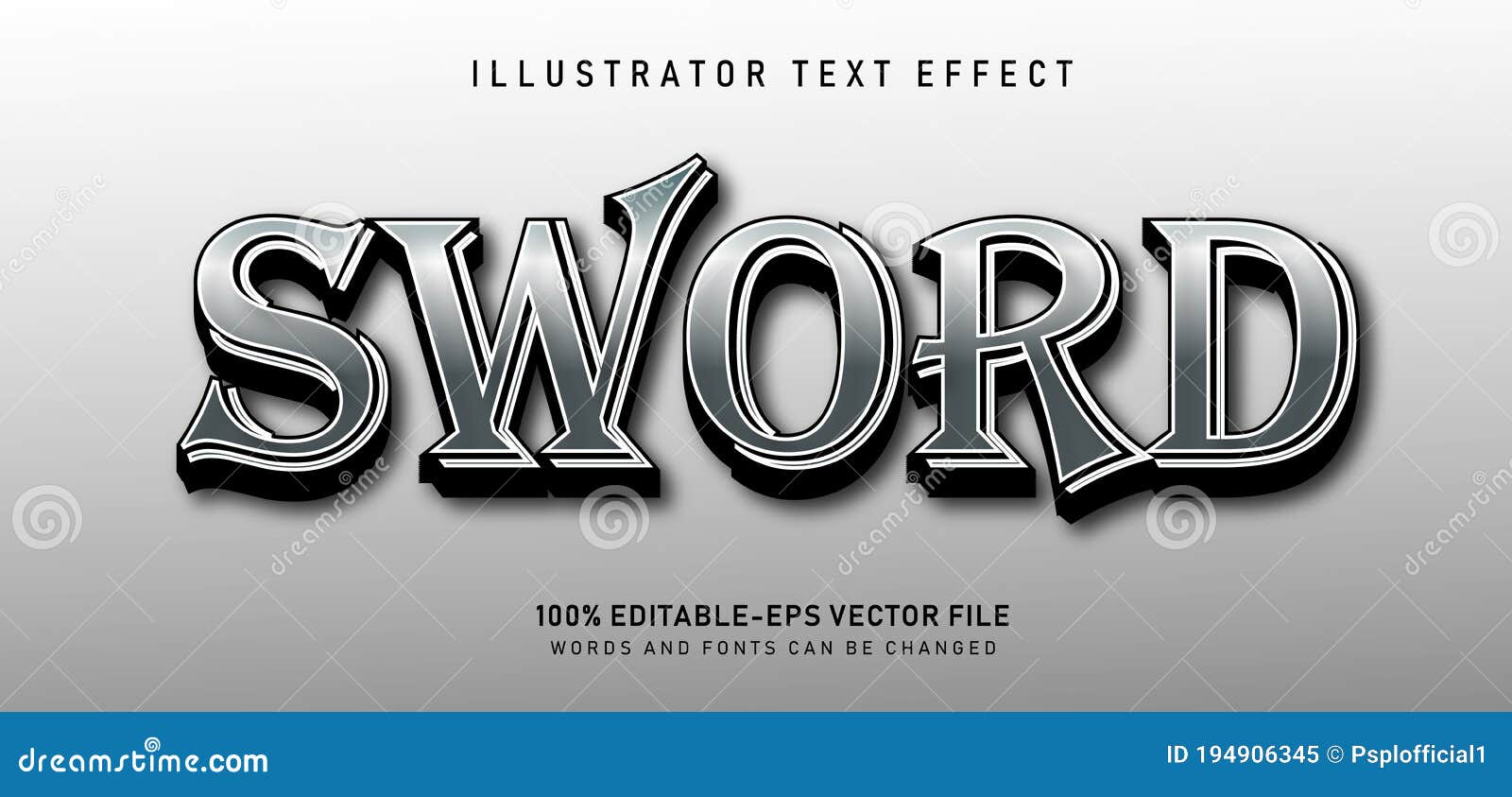 Sword Text Effect Design Vector Stock Vector - Illustration of shadow ...