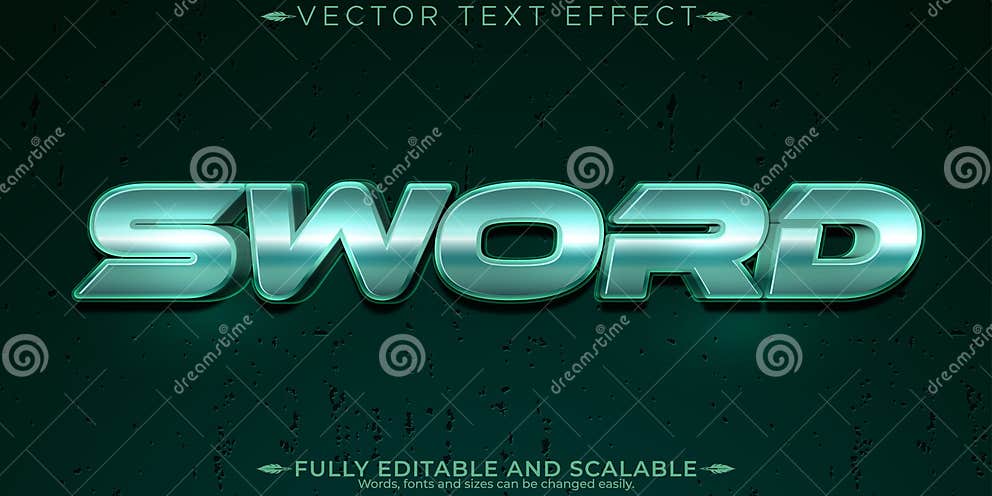 Sword Text Effect, Editable Metallic and Shiny Text Style Stock Vector ...