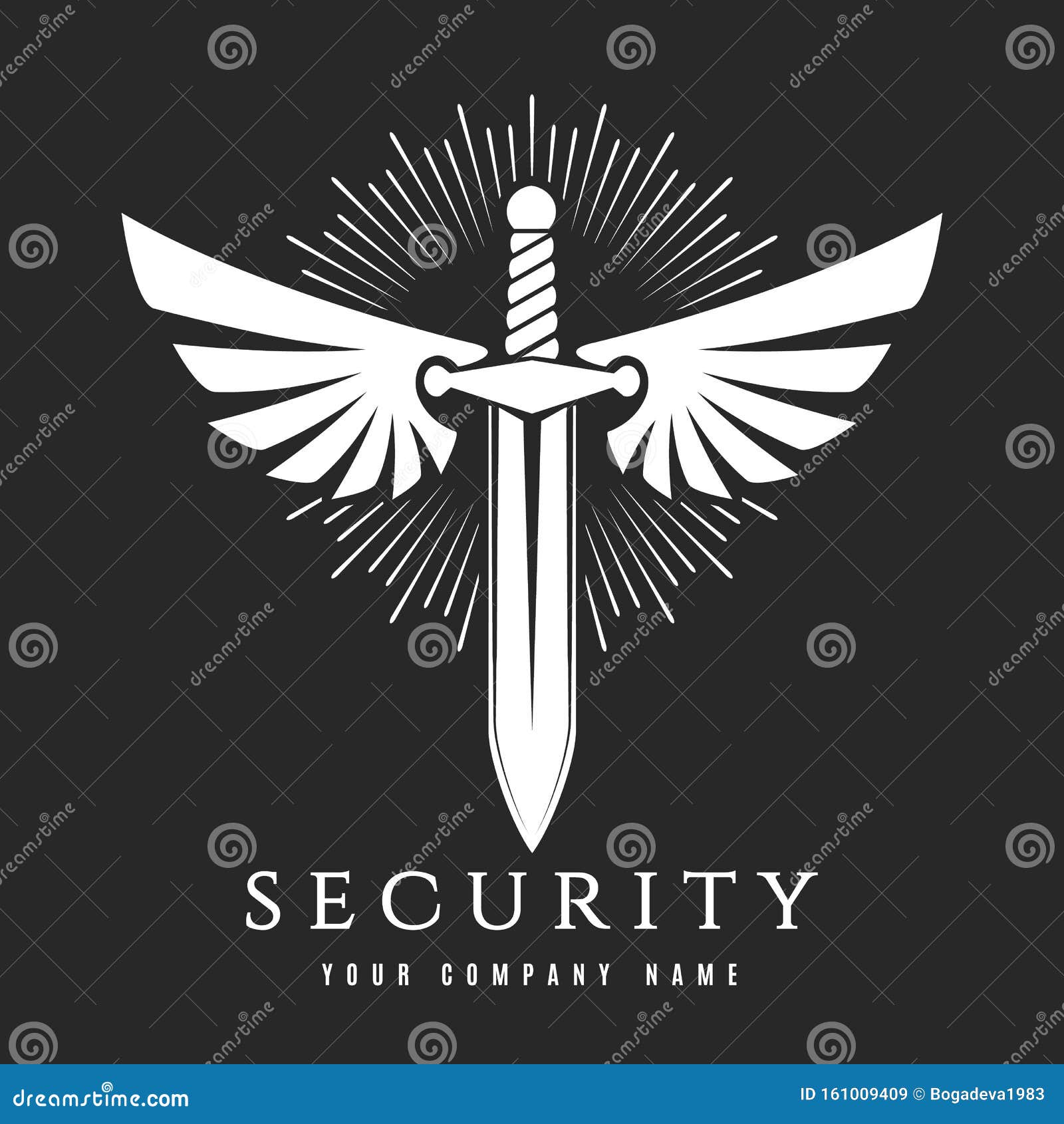 Sword with Wings Security Company Emblem Stock Vector - Illustration of ...
