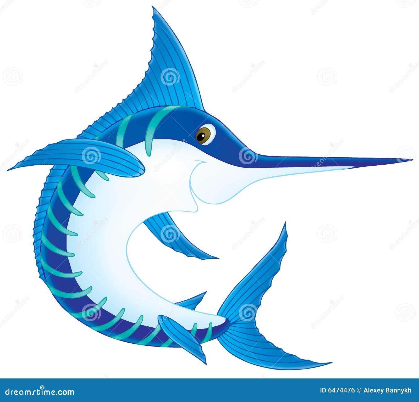 Swordfish stock illustration. Illustration of comics, childish - 6474476