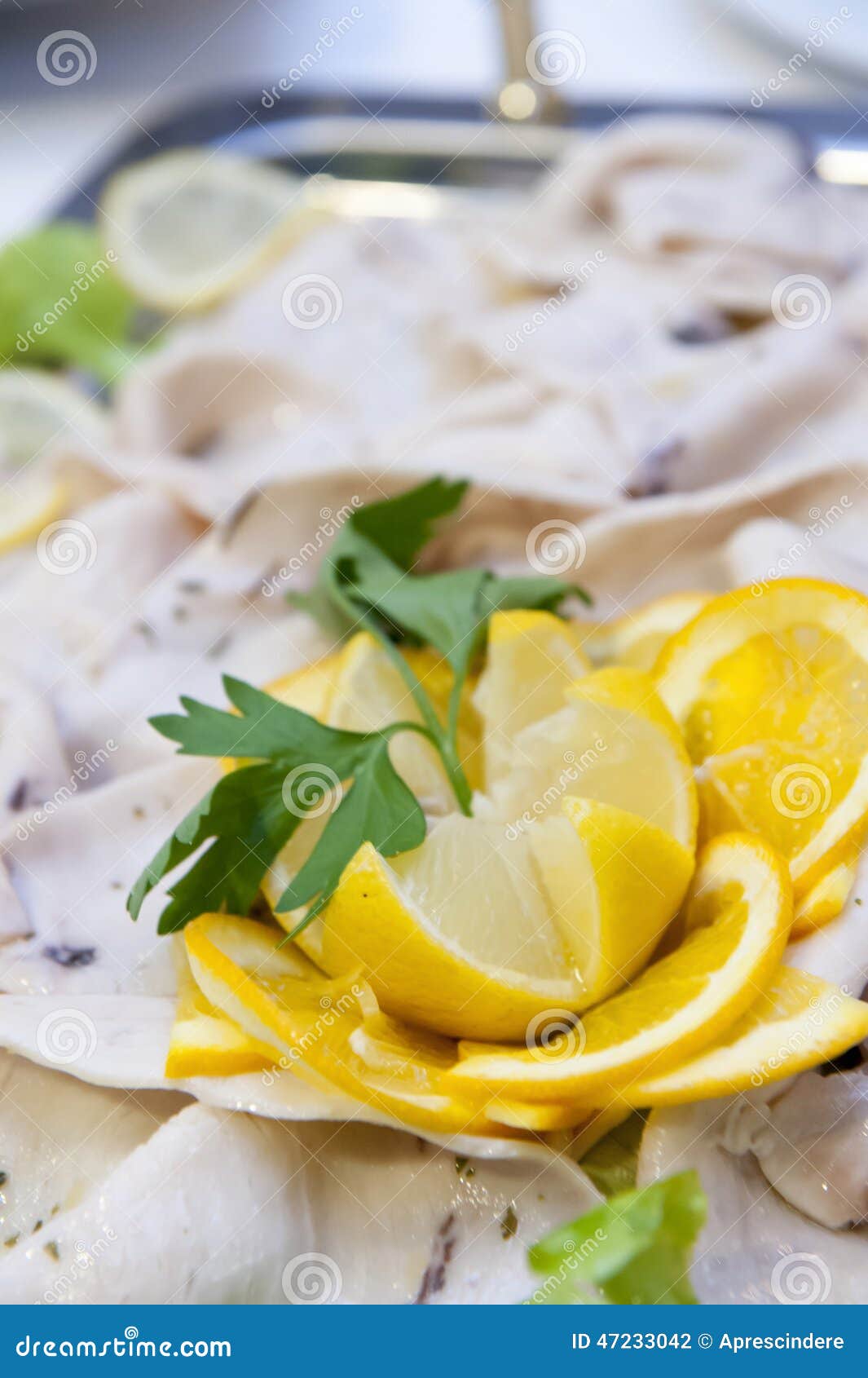 Swordfish carpaccio stock photo. Image of sliced, vinegar - 47233042