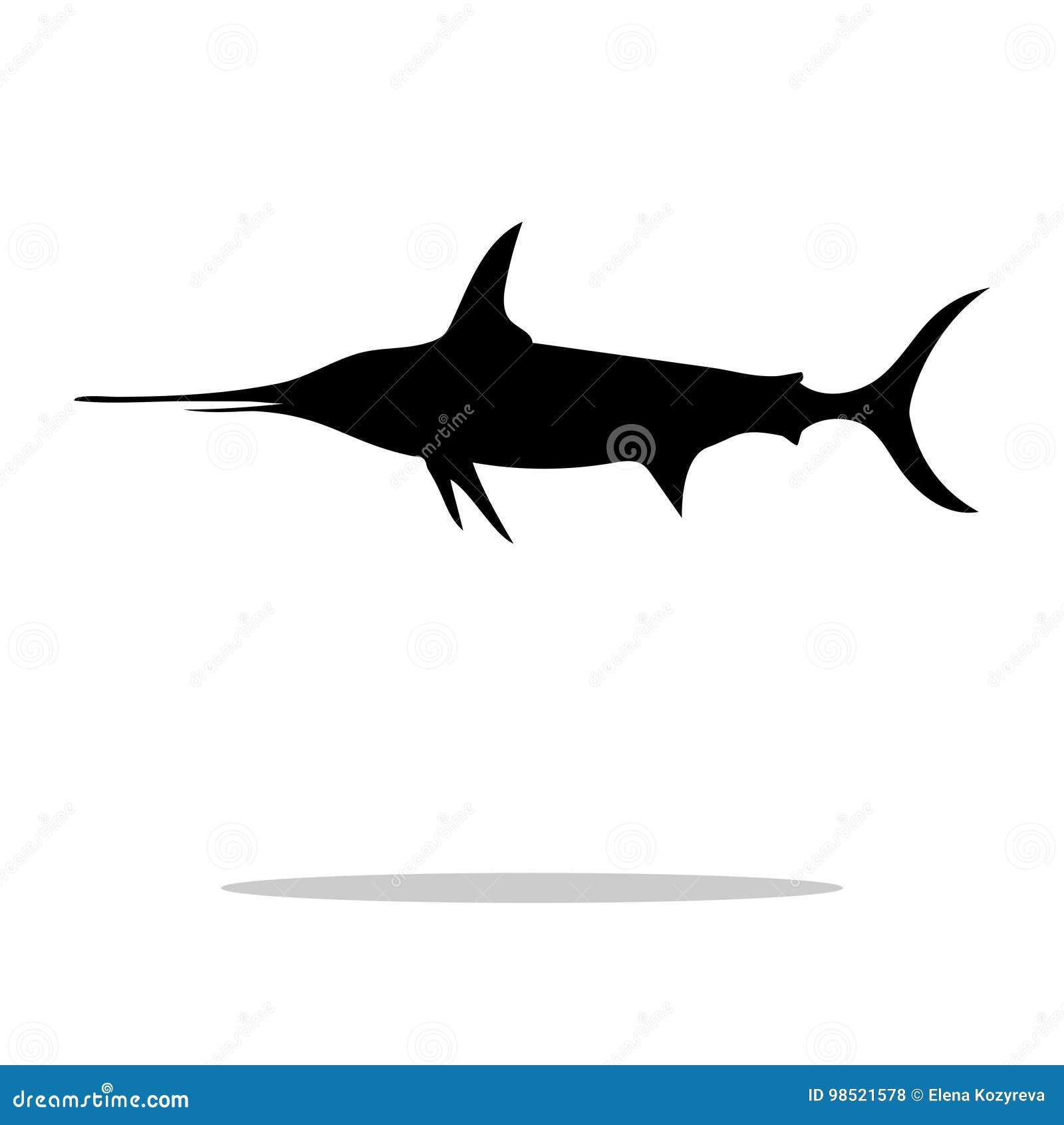 Swordfish Fish Black Silhouette Aquatic Animal Stock Vector ...