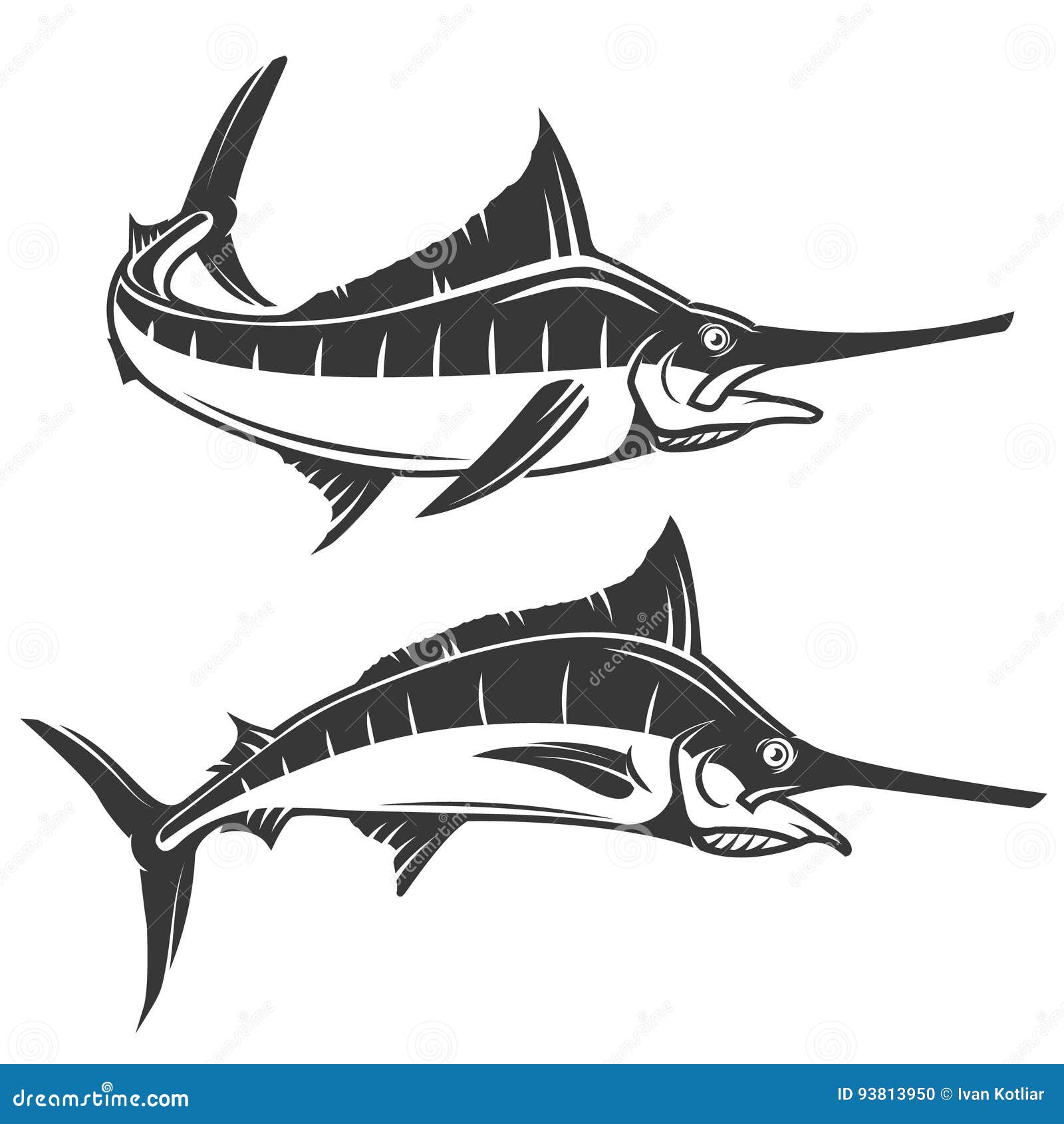 Swordfish icons stock vector. Illustration of sharp, fish - 93813950