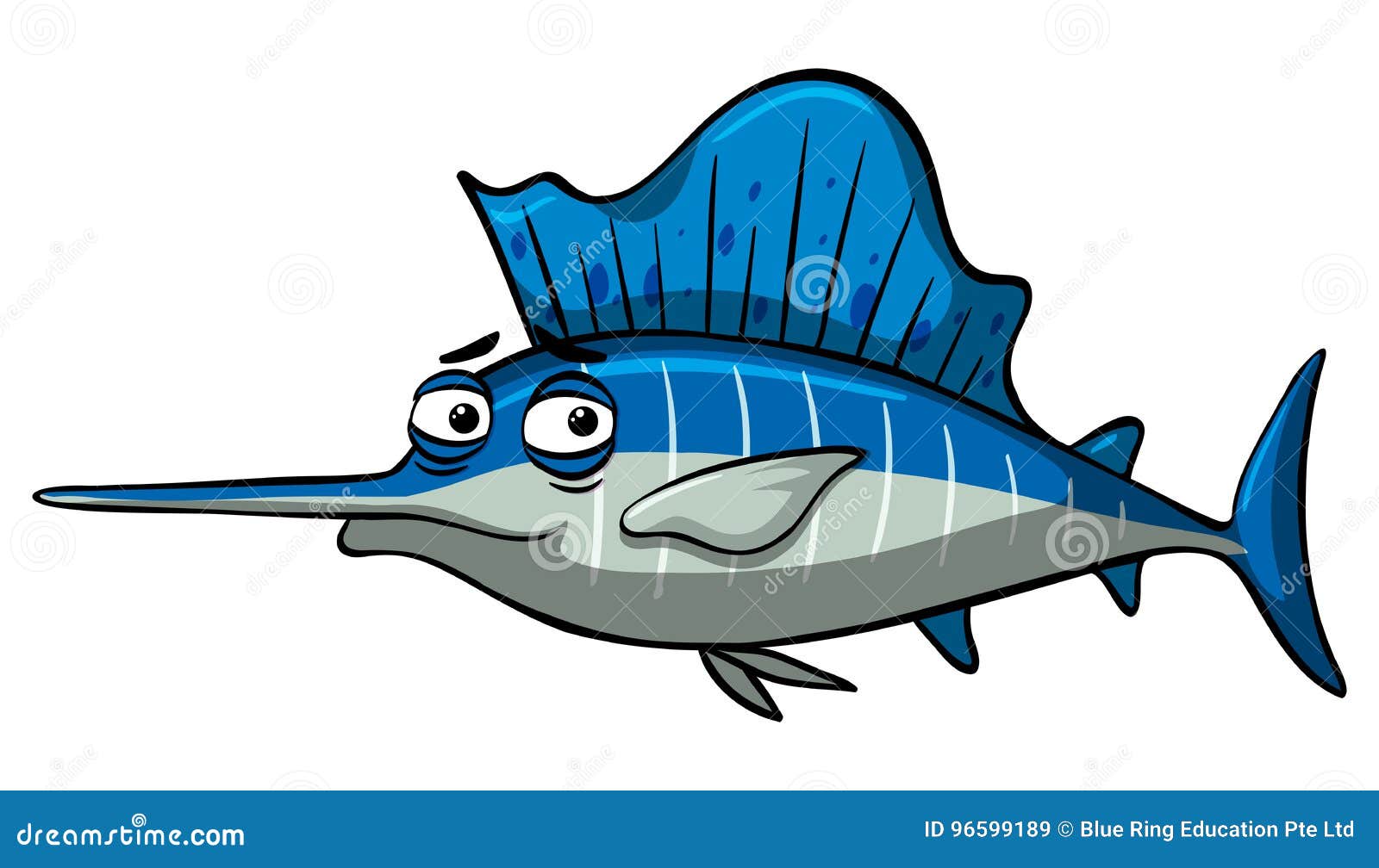 Swordfish with sleepy eyes stock vector. Illustration of fish - 96599189