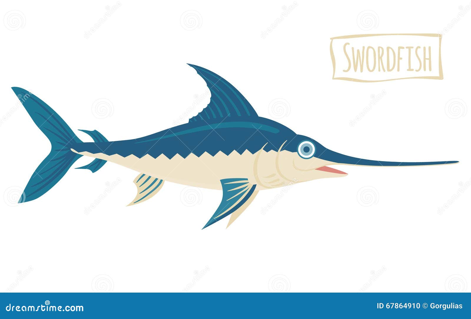 Swordfish, Vector Cartoon Illustration Stock Vector - Illustration of ...