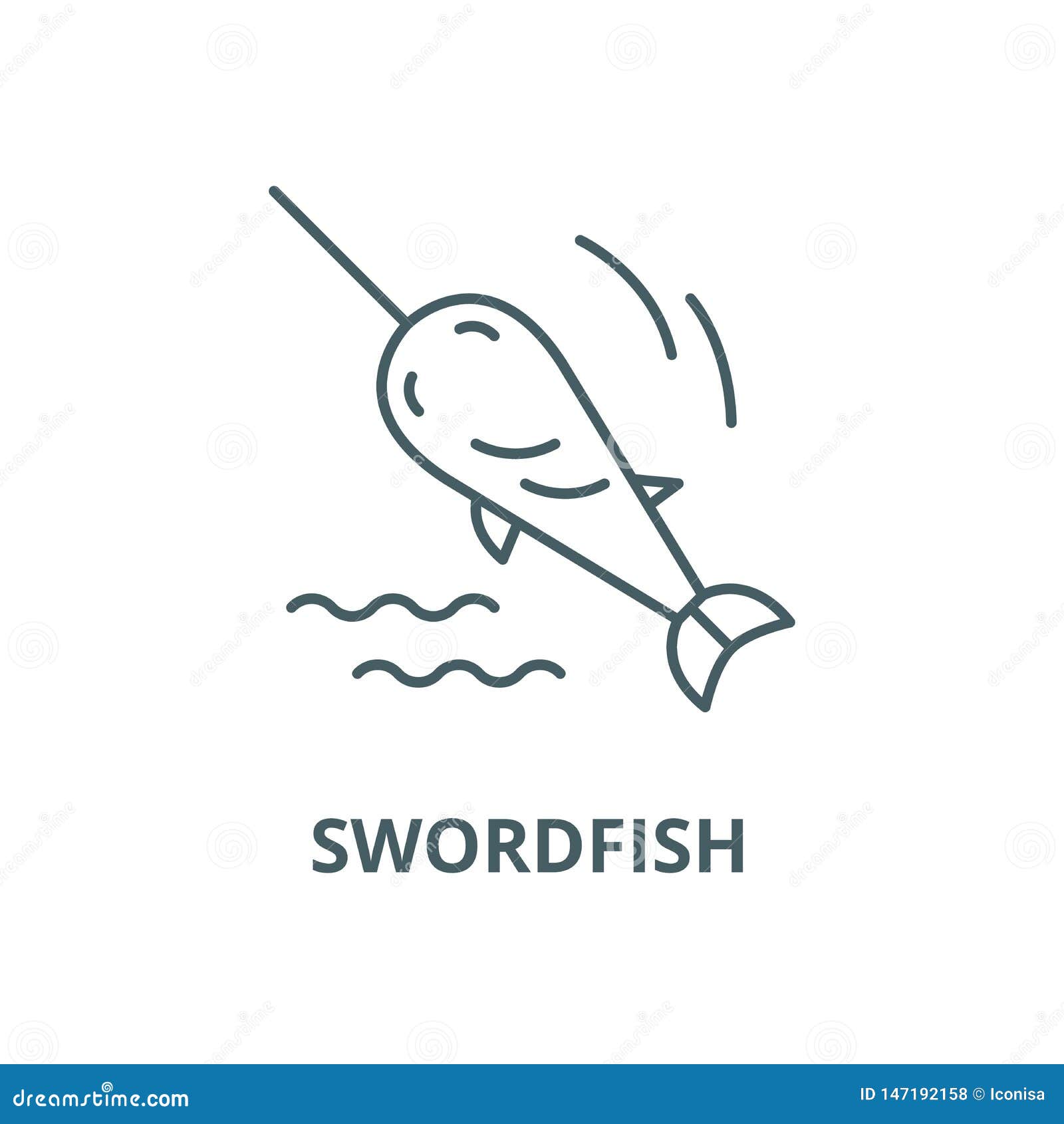 Swordfish Vector Line Icon, Linear Concept, Outline Sign, Symbol Stock ...