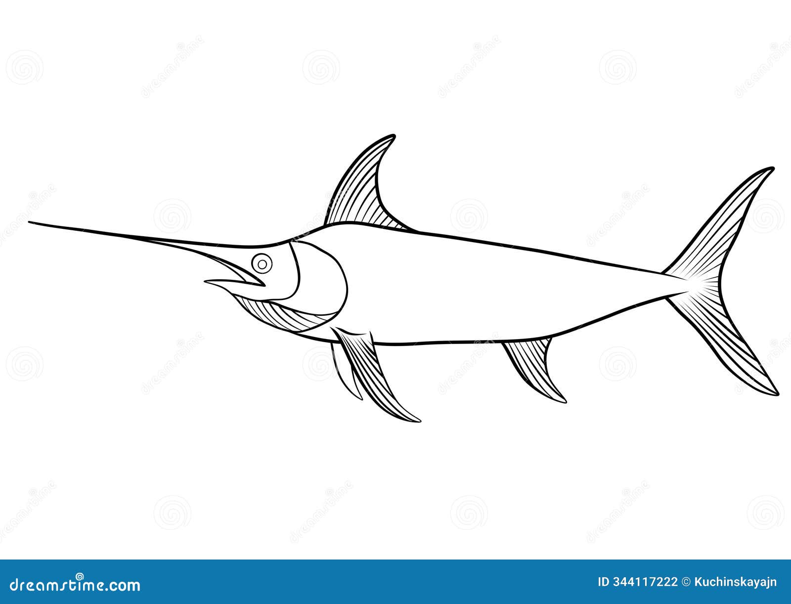 Swordfish Tattoo, Isolated. Predatory Fish Cartoon Vector ...