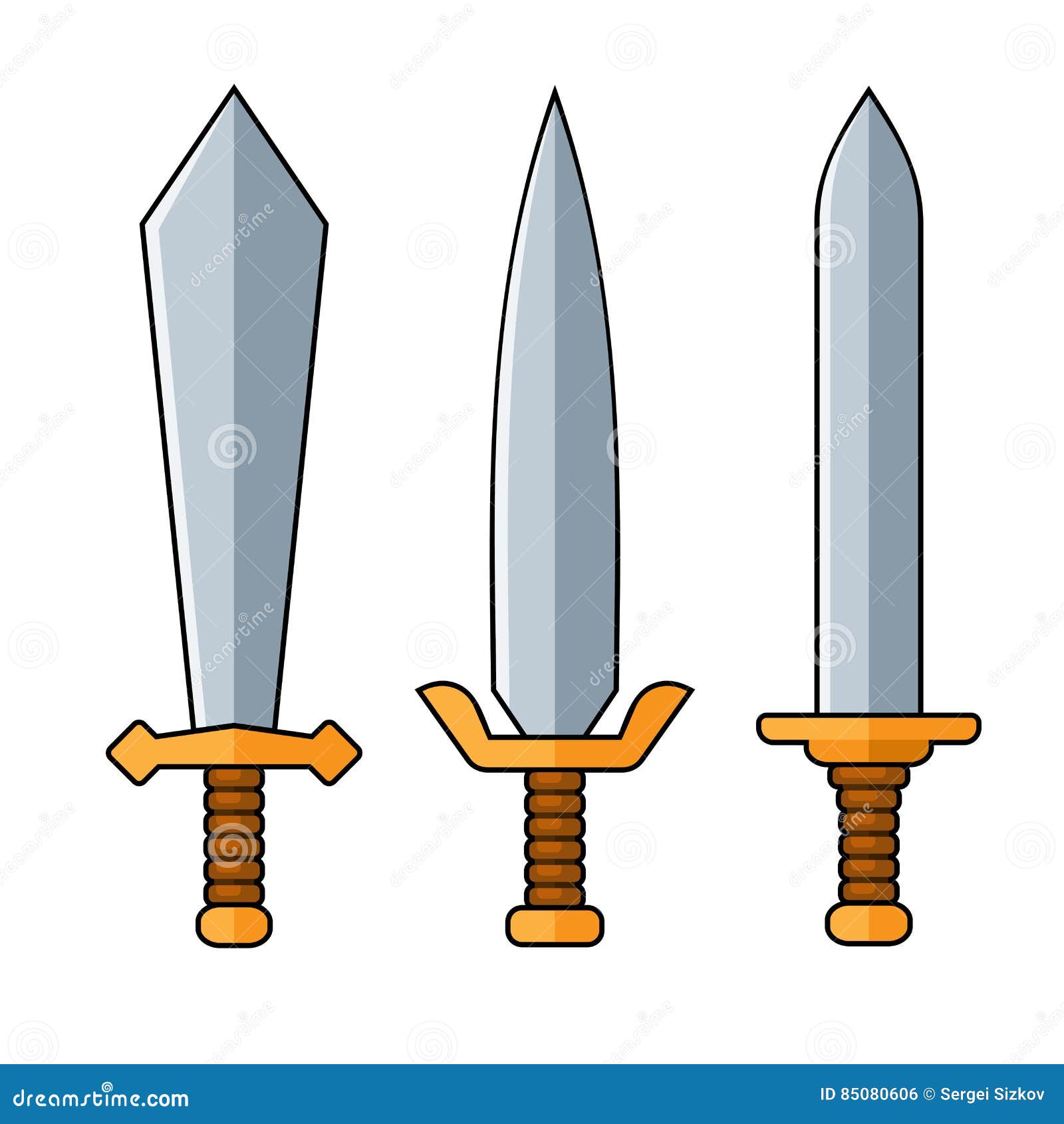 Swords. Cartoon Style Set on White Background Stock Vector ...