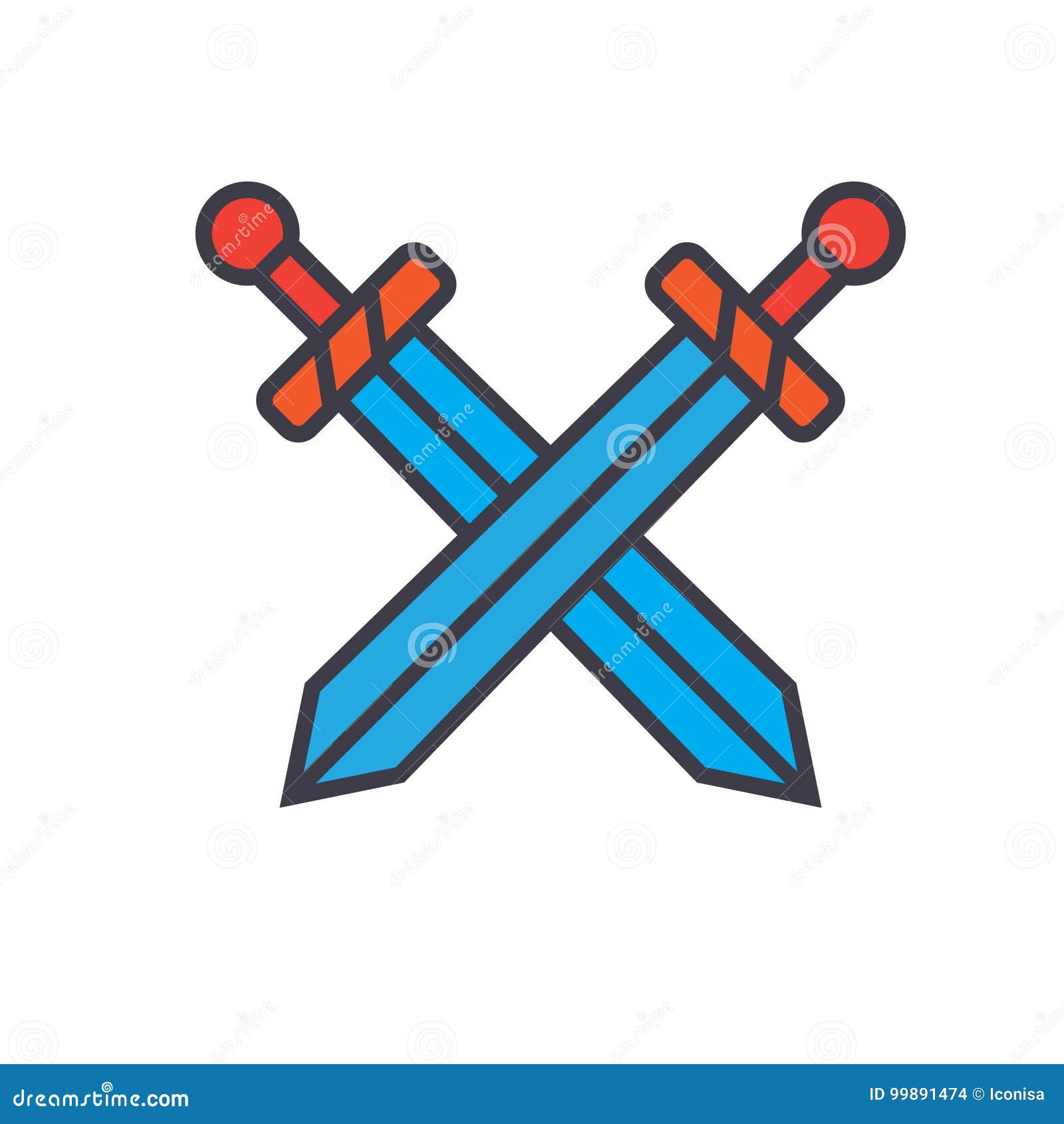 Swords Flat Line Illustration, Concept Vector Isolated Icon Stock ... Swords Flat Line Illustration, Concept Vector Isolated Icon Stock ...