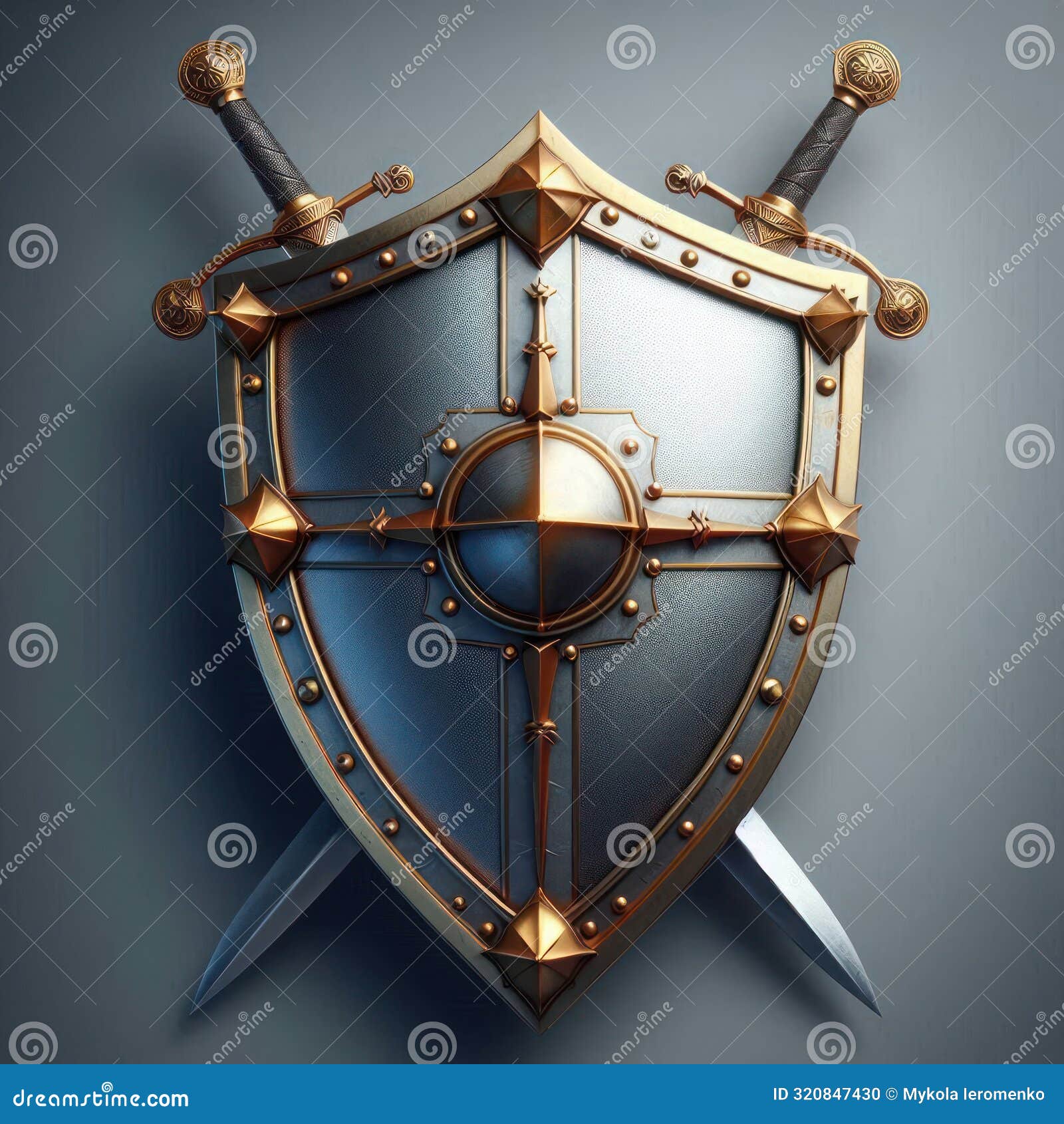 Swords Hidden Behind a Shield. Stock Photo - Image of sharp, emblem ...