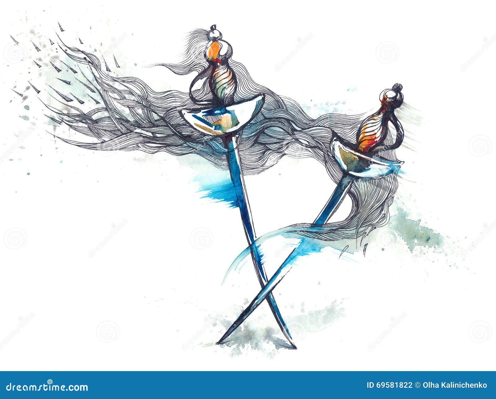 Swords stock illustration. Illustration of bright, mystery - 69581822