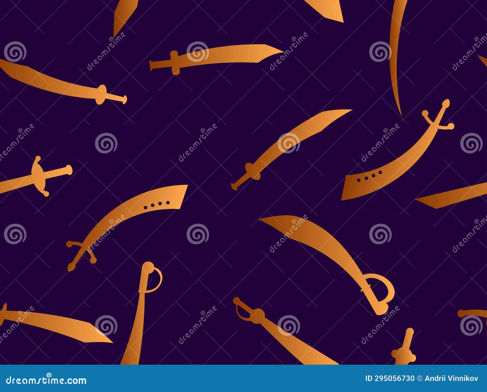 Swords Seamless Pattern. Curved and Straight Swords, Gradient Colors ...