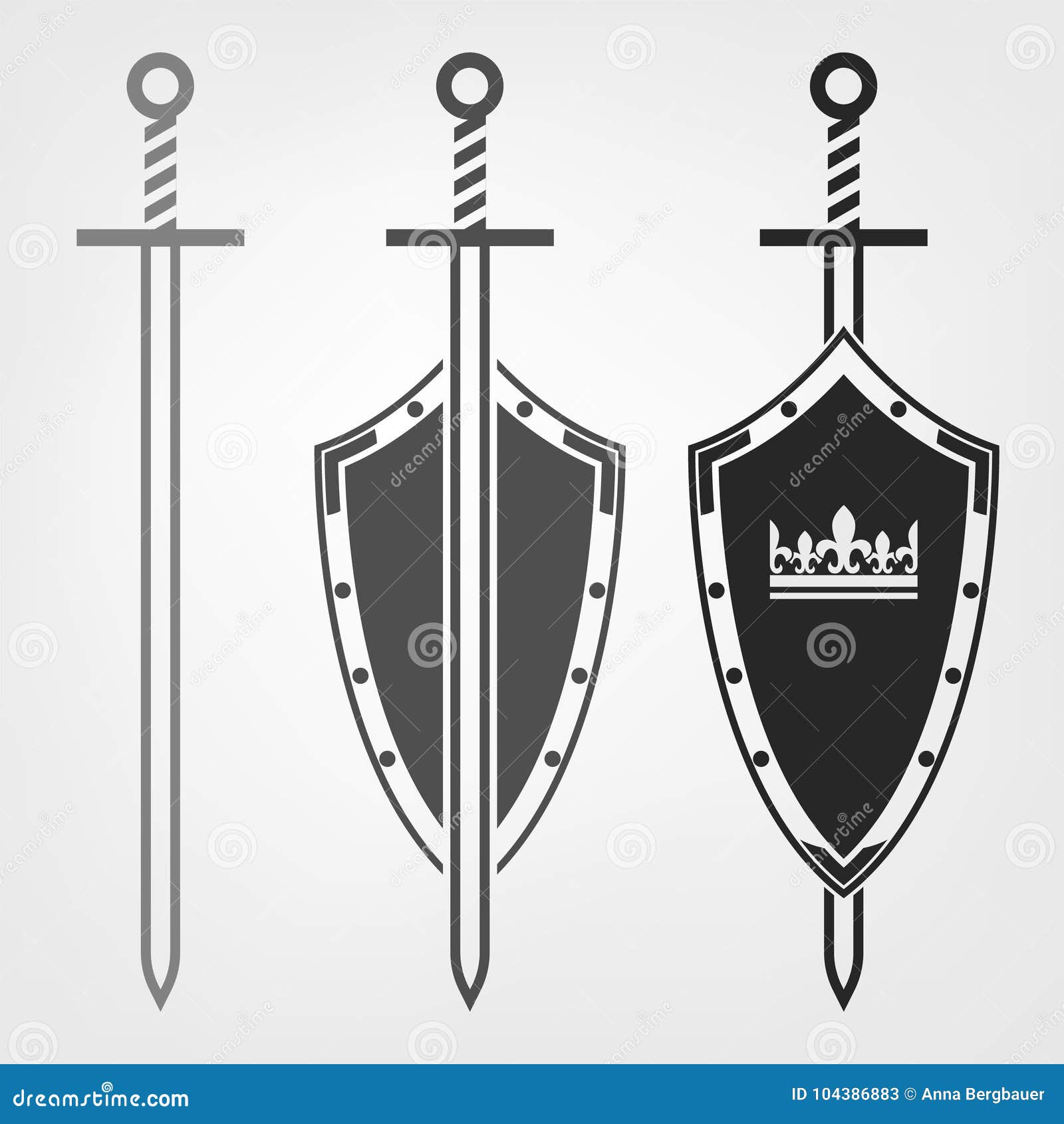 Swords and shield stock vector. Illustration of isolated - 104386883