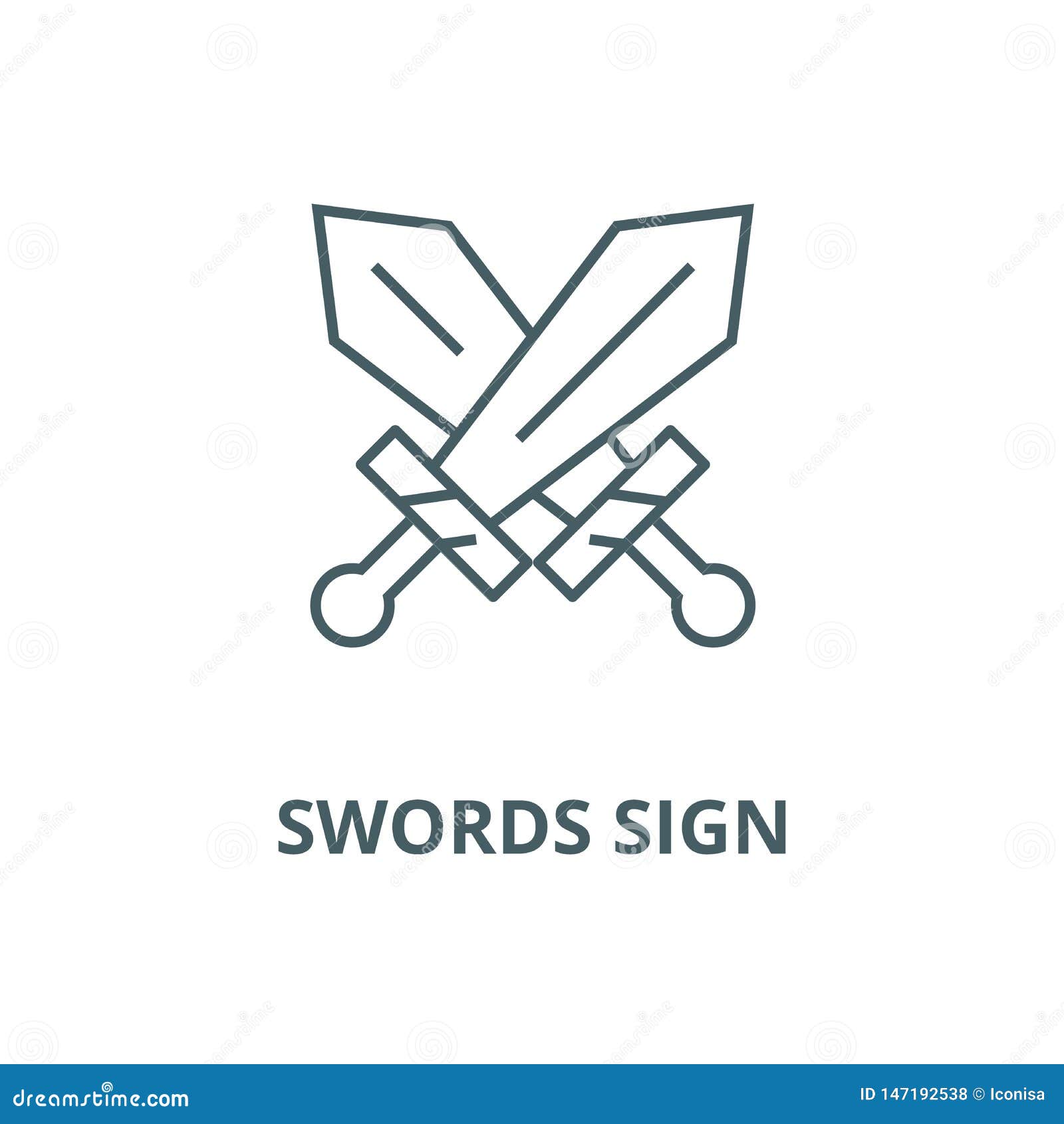 Swords Sign Vector Line Icon, Linear Concept, Outline Sign, Symbol ...